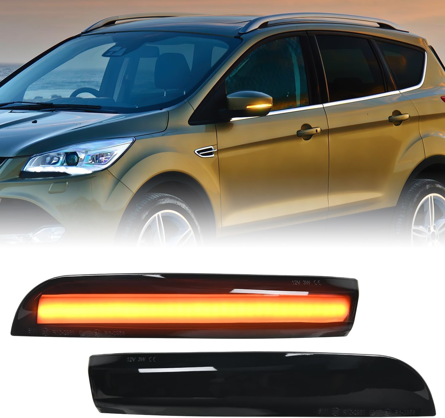 Nilight Side Mirror Marker Light Sequential Amber Left Right Turn ...