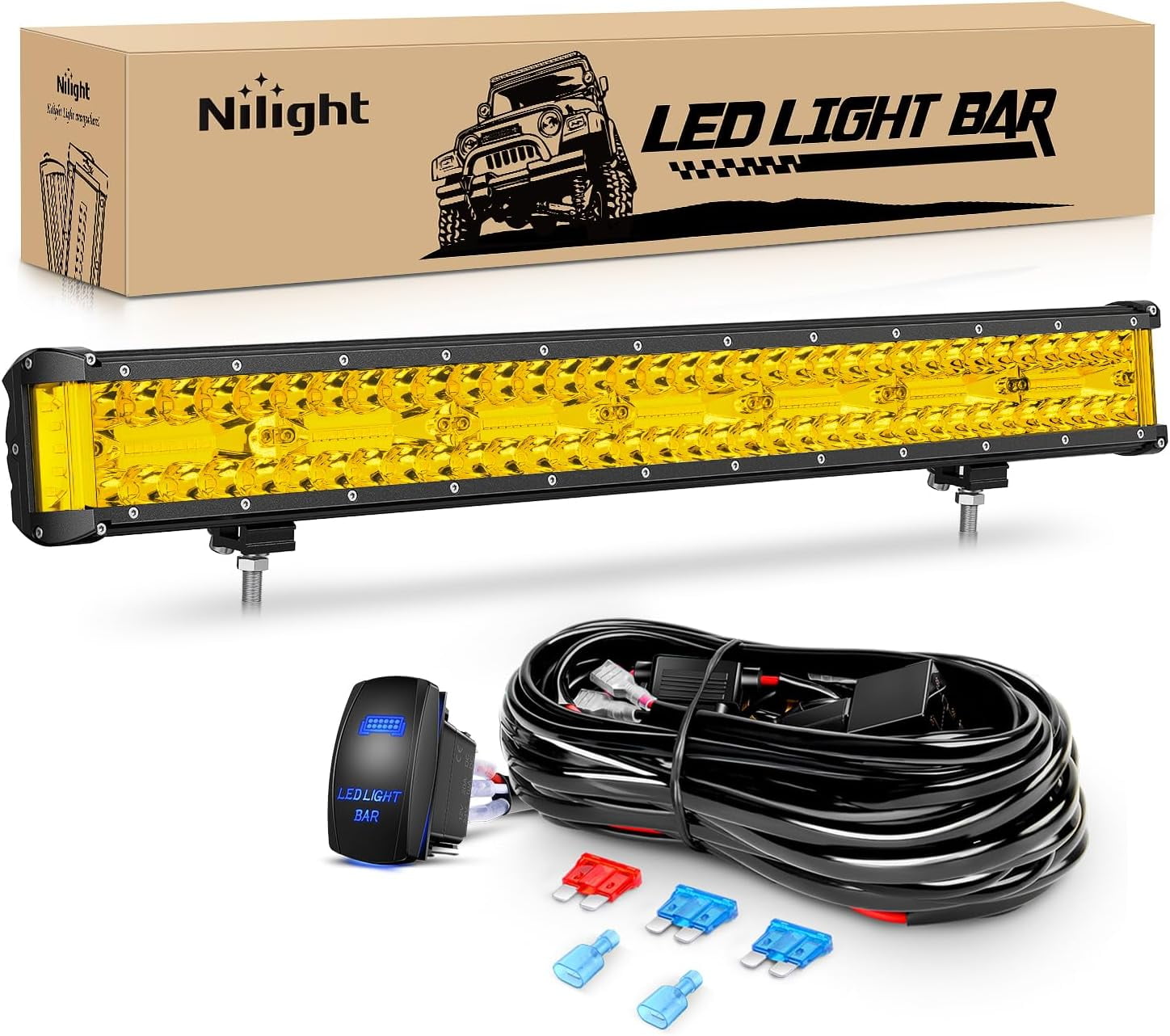 Nilight Side Shooter LED Light Bar 20 Inch Triple Row Spot Flood Combo ...