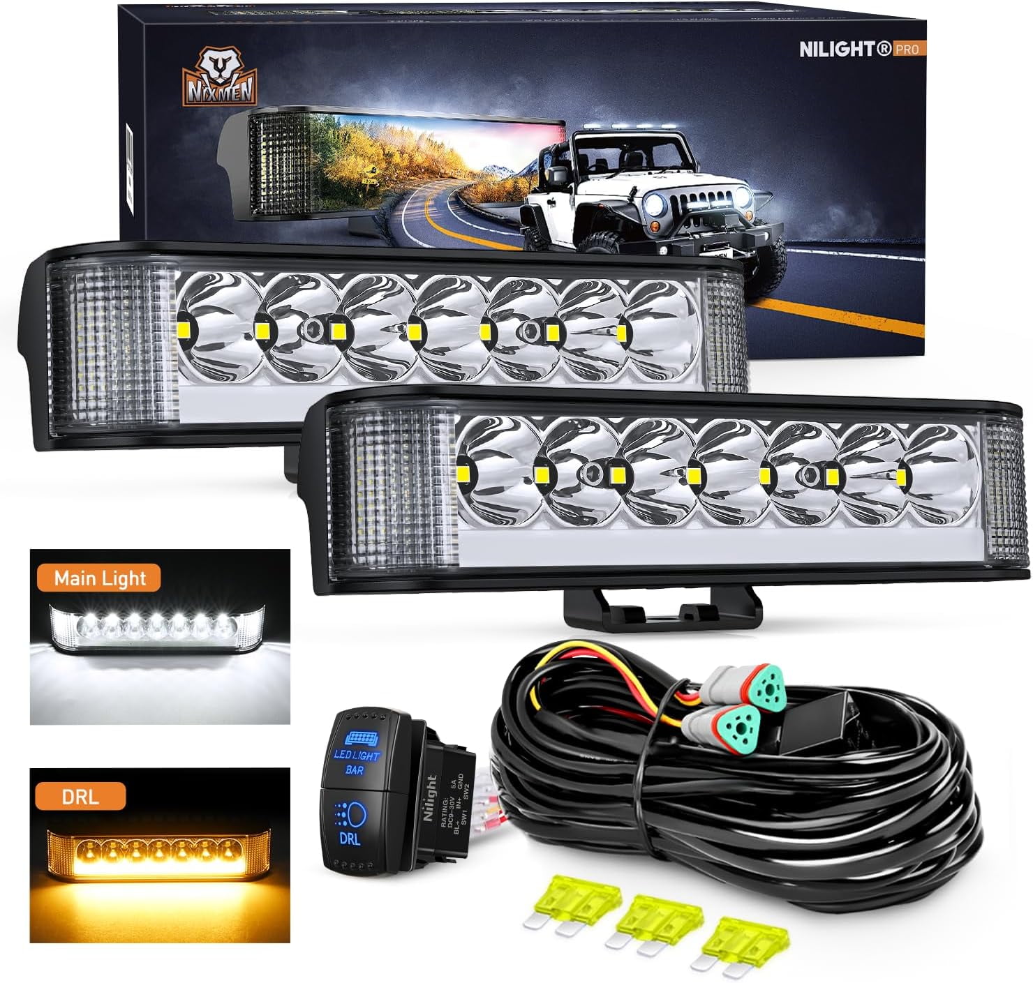 Nilight Side Shooter LED Light Pods with Amber DRL 6.5 Inch 2089LM Spot ...