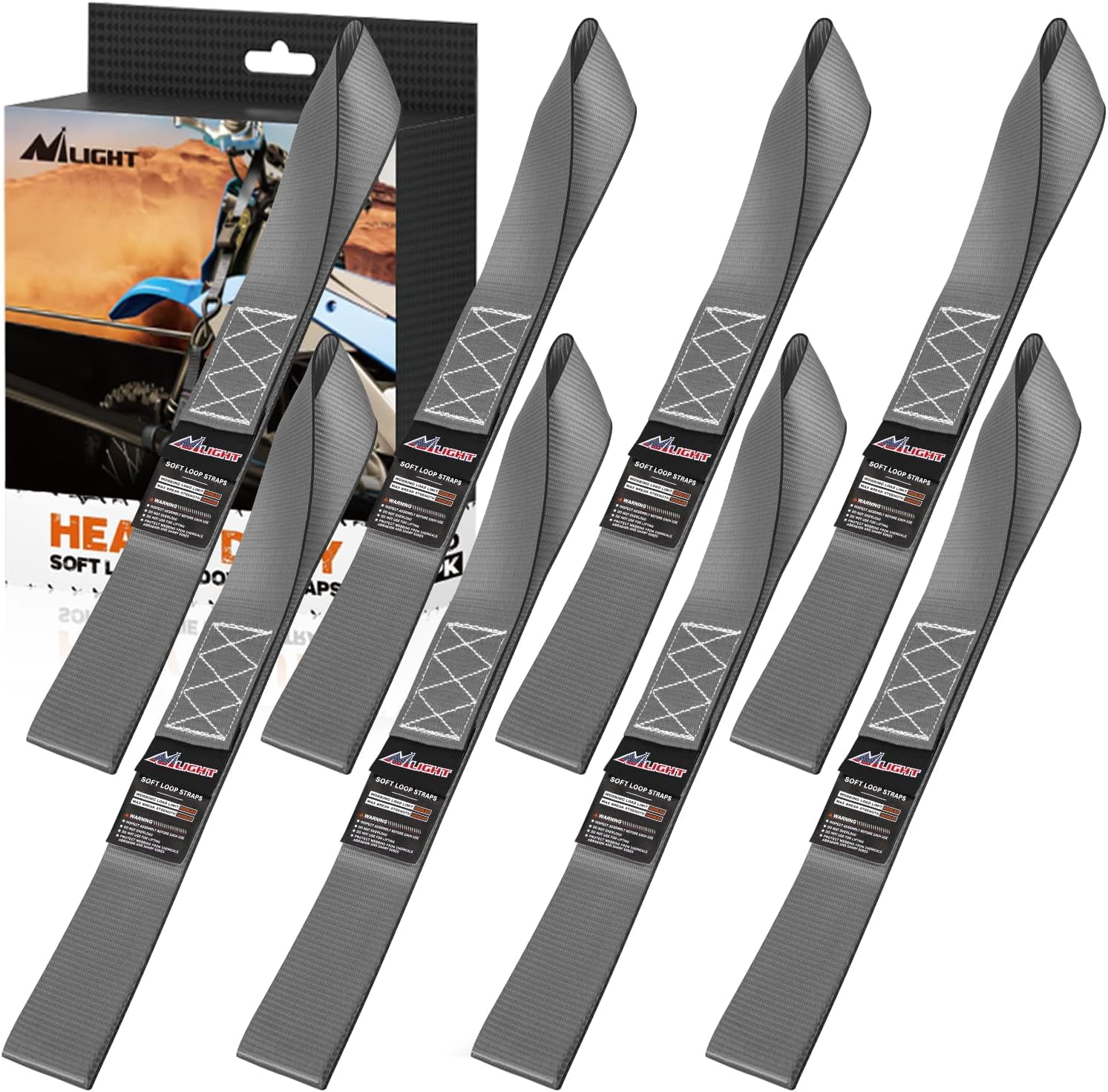 Nilight Soft Loop 1.7”×17" Motorcycle Tie Down Straps Heavy Duty ...
