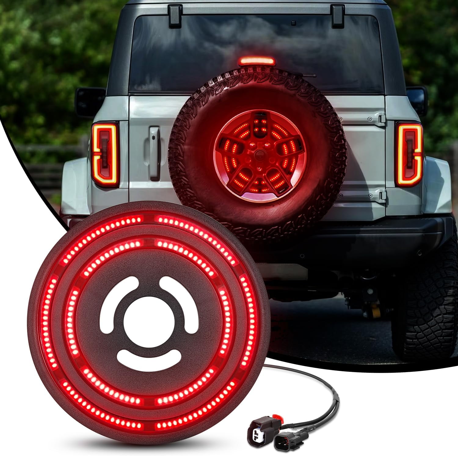 Nilight Spare Tire Brake Light Red Double Row LED Ring 3rd Third Stop ...