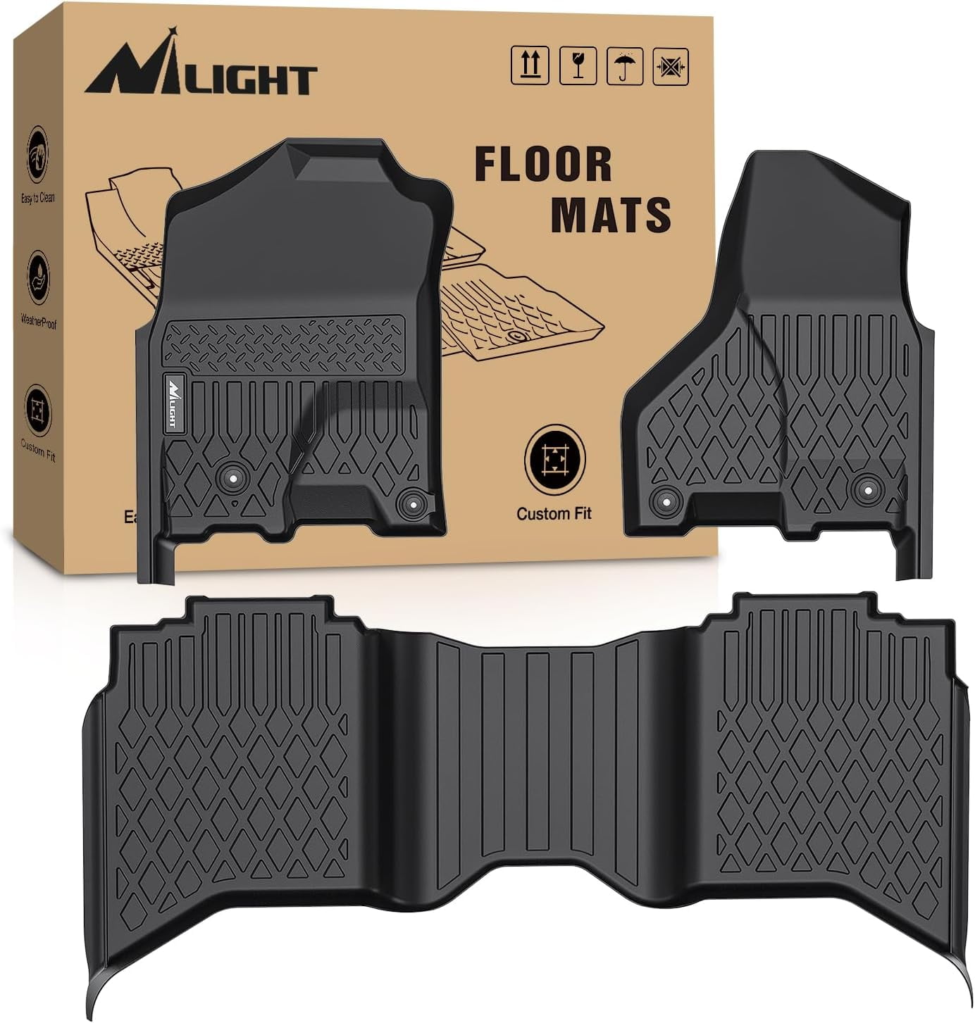 Nilight TPE Floor Mats for Dodge Ram 1500 2500 3500 Crew Cab 2012 2013 2014 2015 2016 2017 2018 Ram 1500 Classic 2019 2020 2021 2022 2023 All