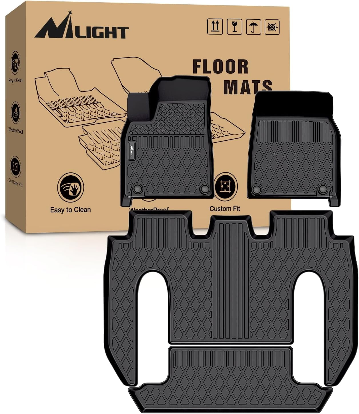 Nilight TPE Floor Mats for Tesla Model X 6 Seater 2022 2023 2024 2025 ...