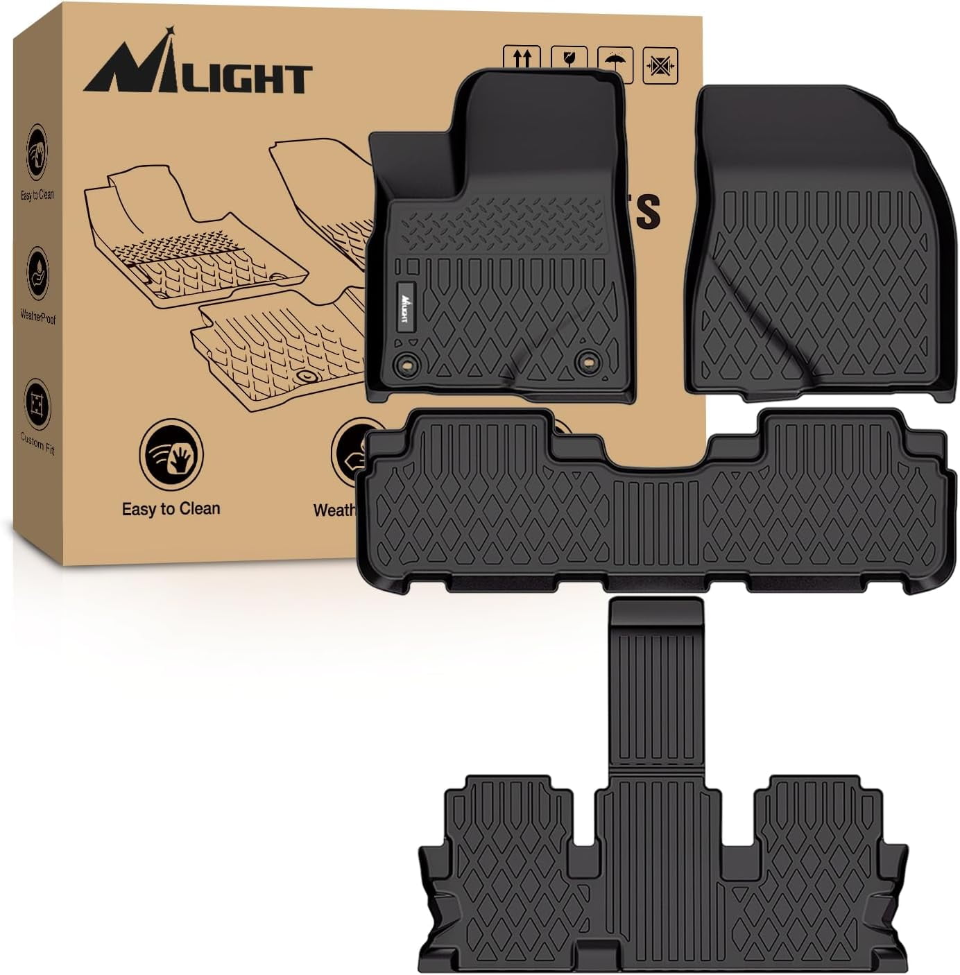 Nilight TPE Floor Mats for Toyota Highlander 7&8 Seats 2014 2015 2016 ...