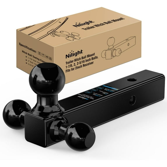Nilight Trailer Hitch Ball Mount, 1-7/8 Inch, 2 Inch, 2-5/16 Inch Balls ...