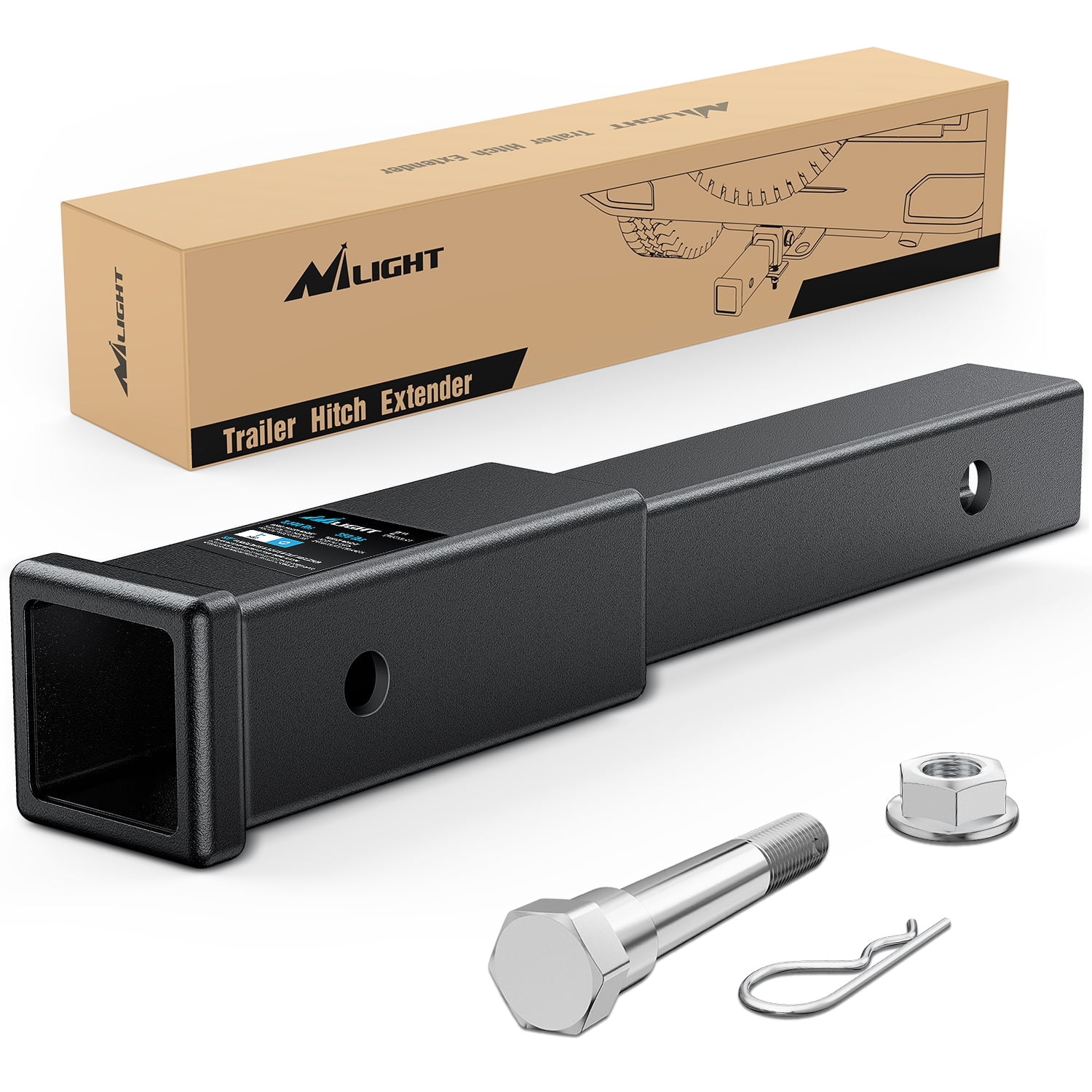 Nilight Trailer Hitch Extender 12Inch Extension Length Fits for 2Inch ...