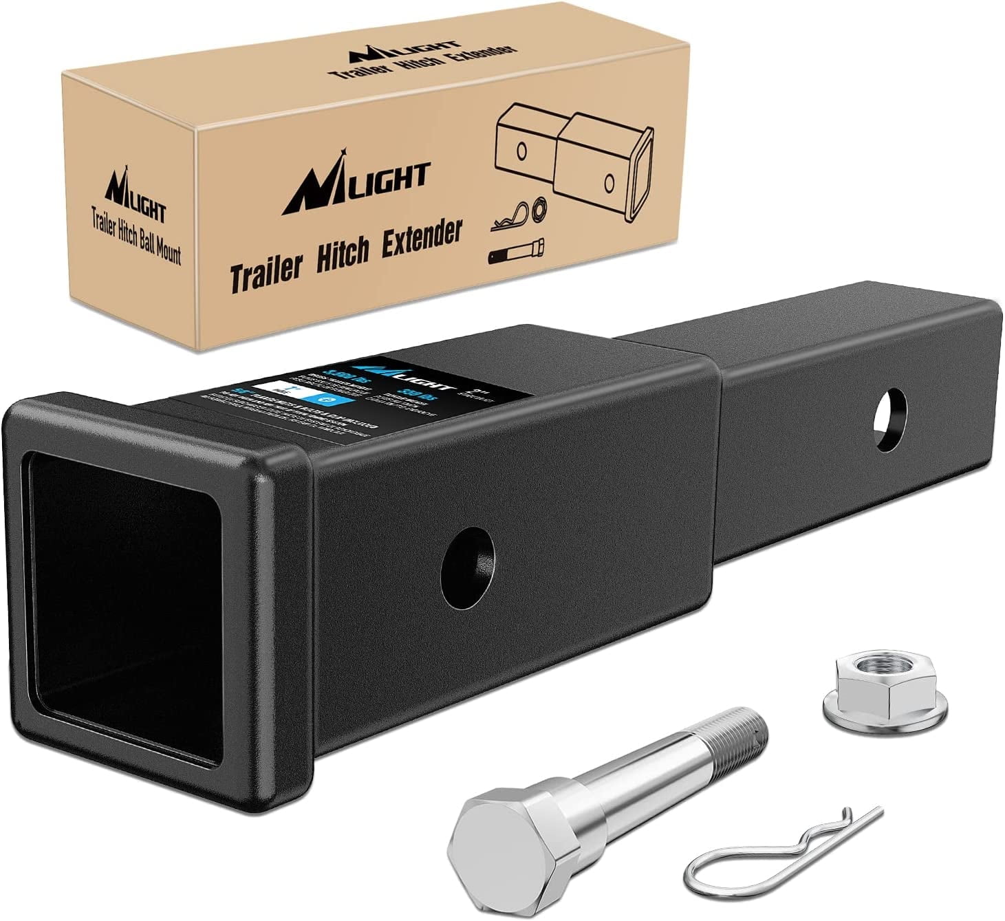 Nilight Trailer Hitch Extender 7 inch Extension Length Fits for 2 inch ...