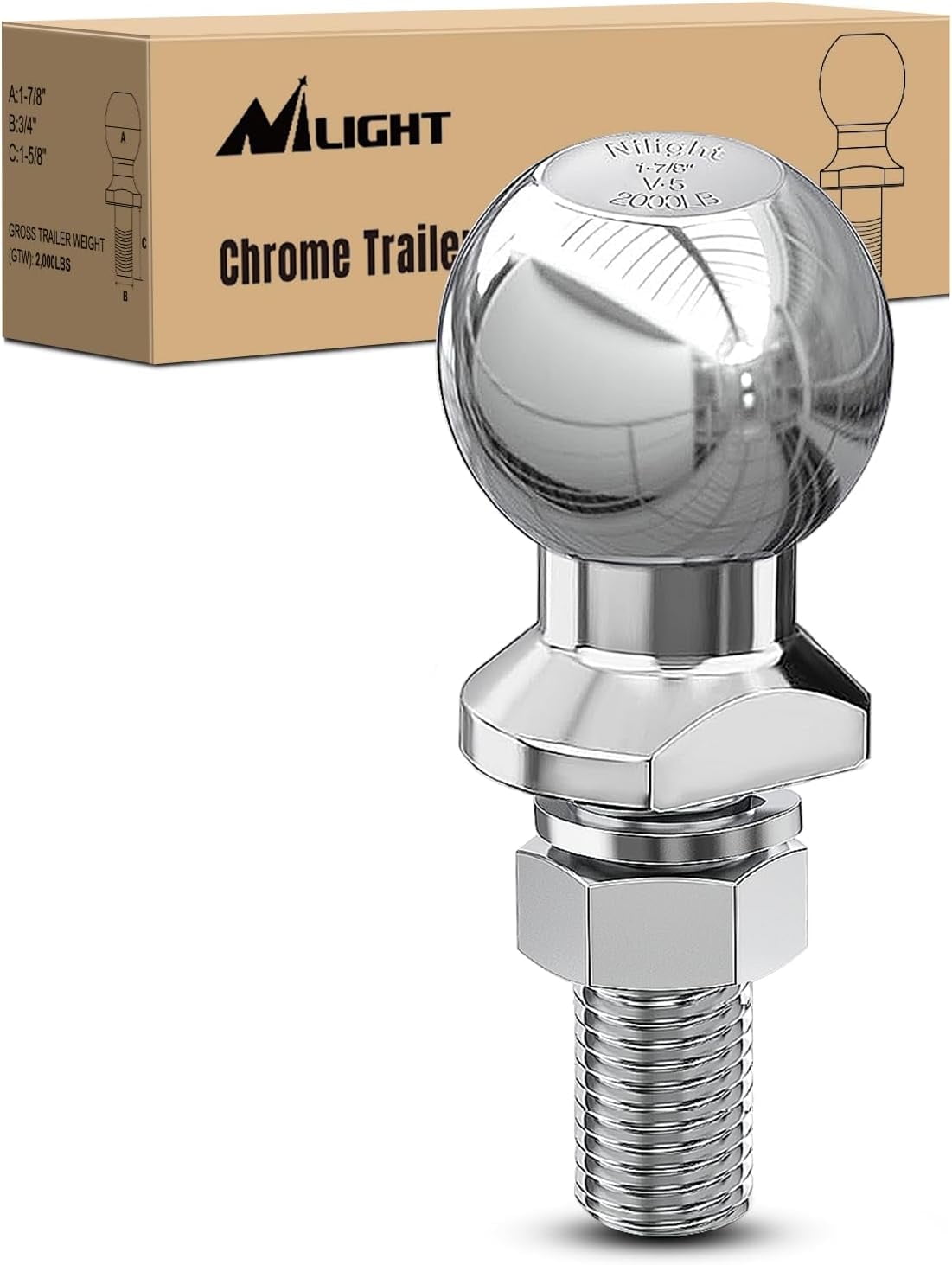Nilight Trailer Hitch Mount with 2inch Trailer Ball & 1/2" Hitch Pin ...