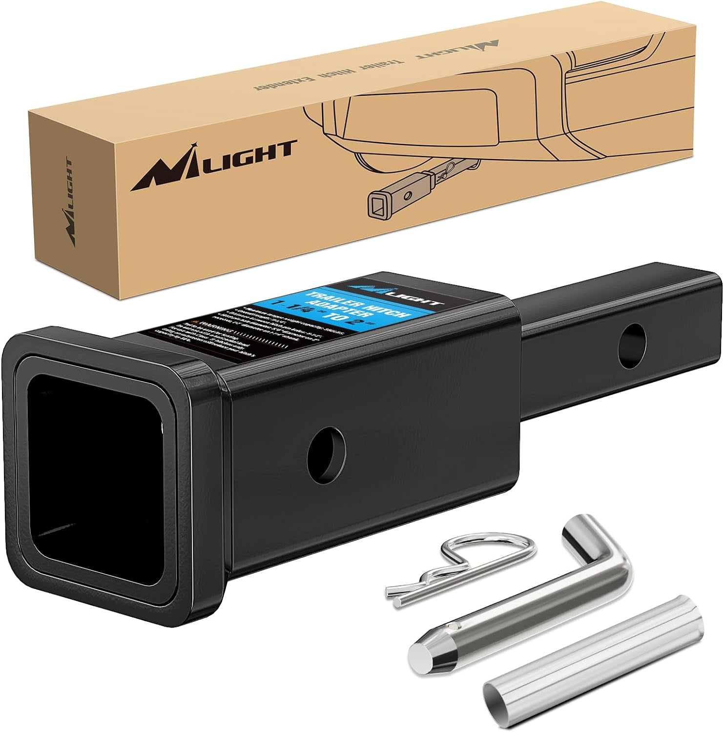 Nilight Trailer Hitch Receiver Extender Adapter Reducer 2-1/2 to 2 Inch ...