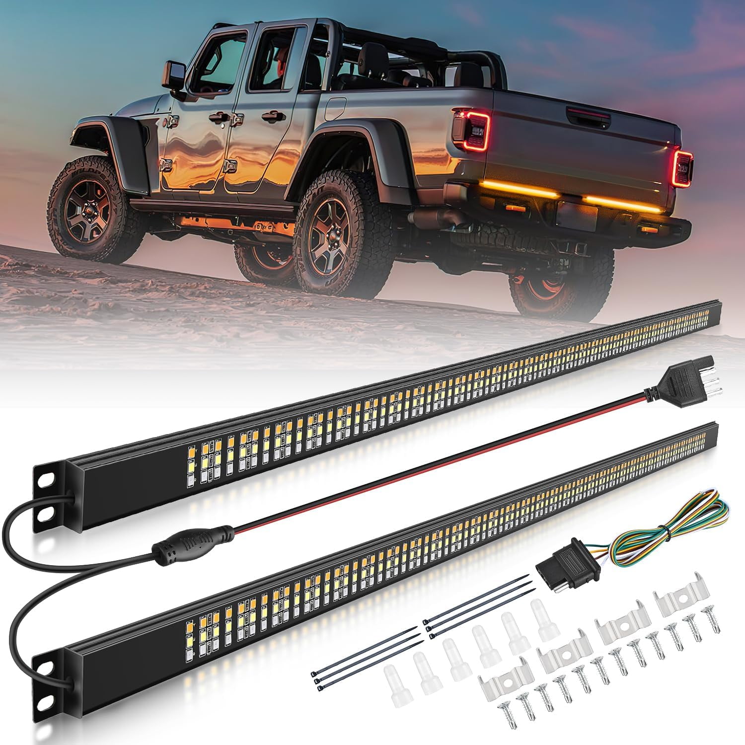 Nilight Truck Tailgate Light Bar 56" Aluminum Frame Triple Row 576 LED ...