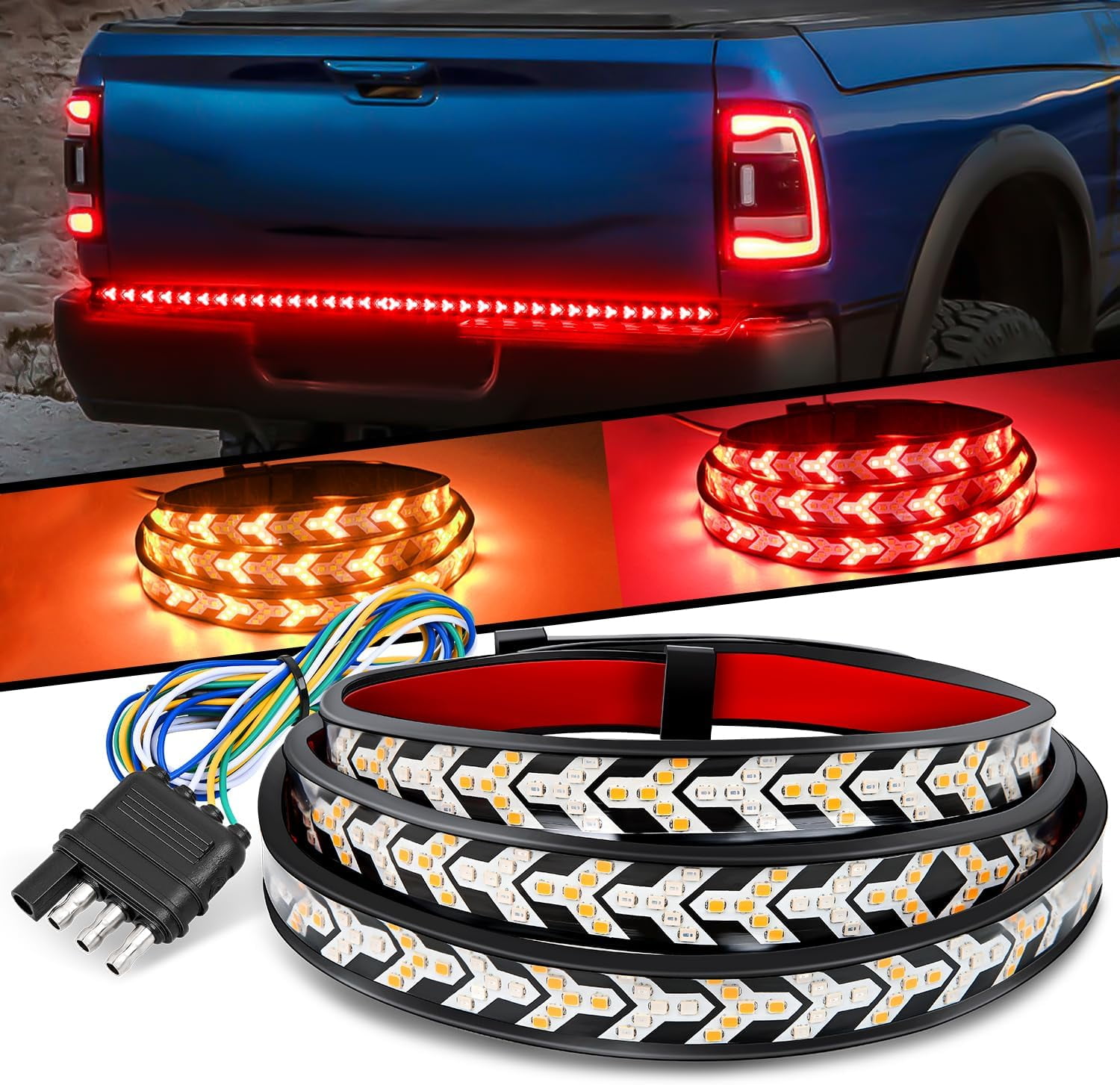 Nilight Truck Tailgate Light Strip 48Inch Arrow 432 LED with Red ...