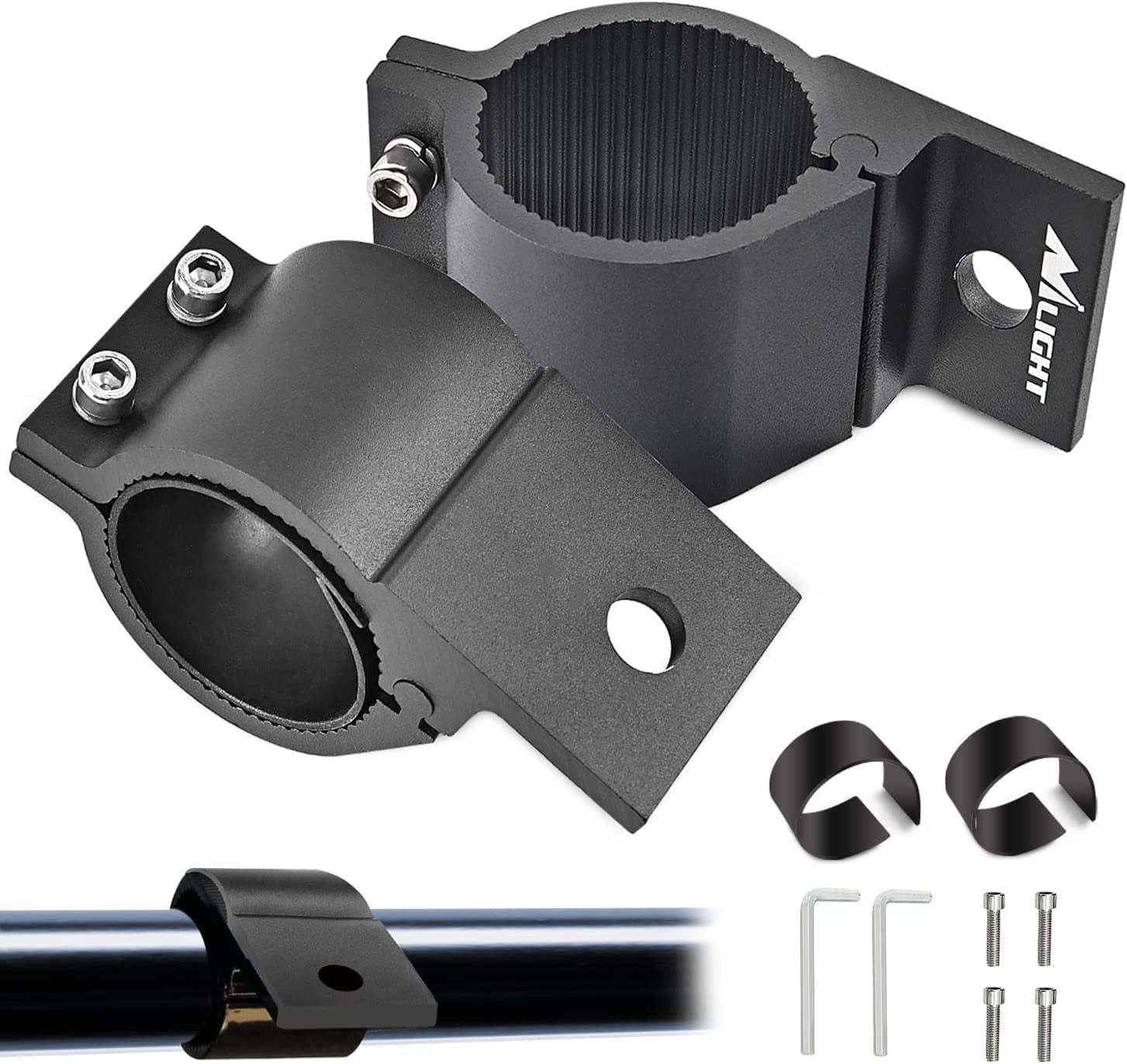 Nilight Tube Clamp Bracket Fit 2.87 to 3.2 Inch Round Bull Bar Crash ...