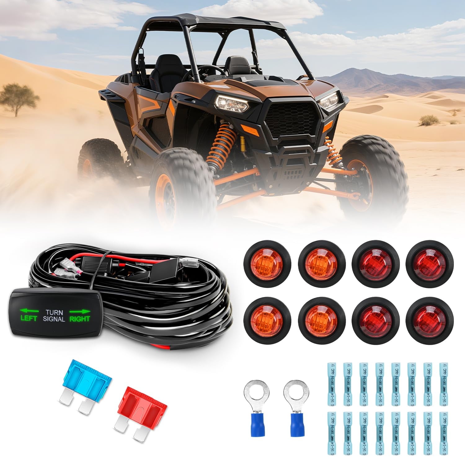 Nilight UTV ATV Turn Signal Kit with Flasher Relay and Rocker Switch ...