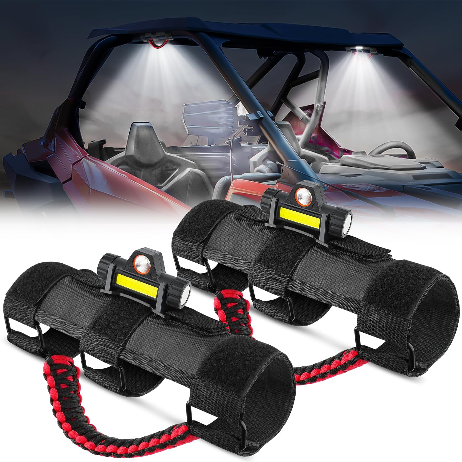 Nilight UTV Dome Light OIF8 w/Grab Handle Universal 1.75”-2.0” Roll Bar ...