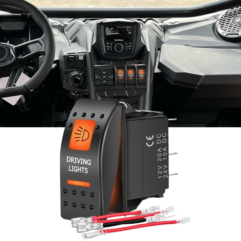 Nilight UTV Driving Lights Rocker Switch on off 5 PIN SPST Led Light ...