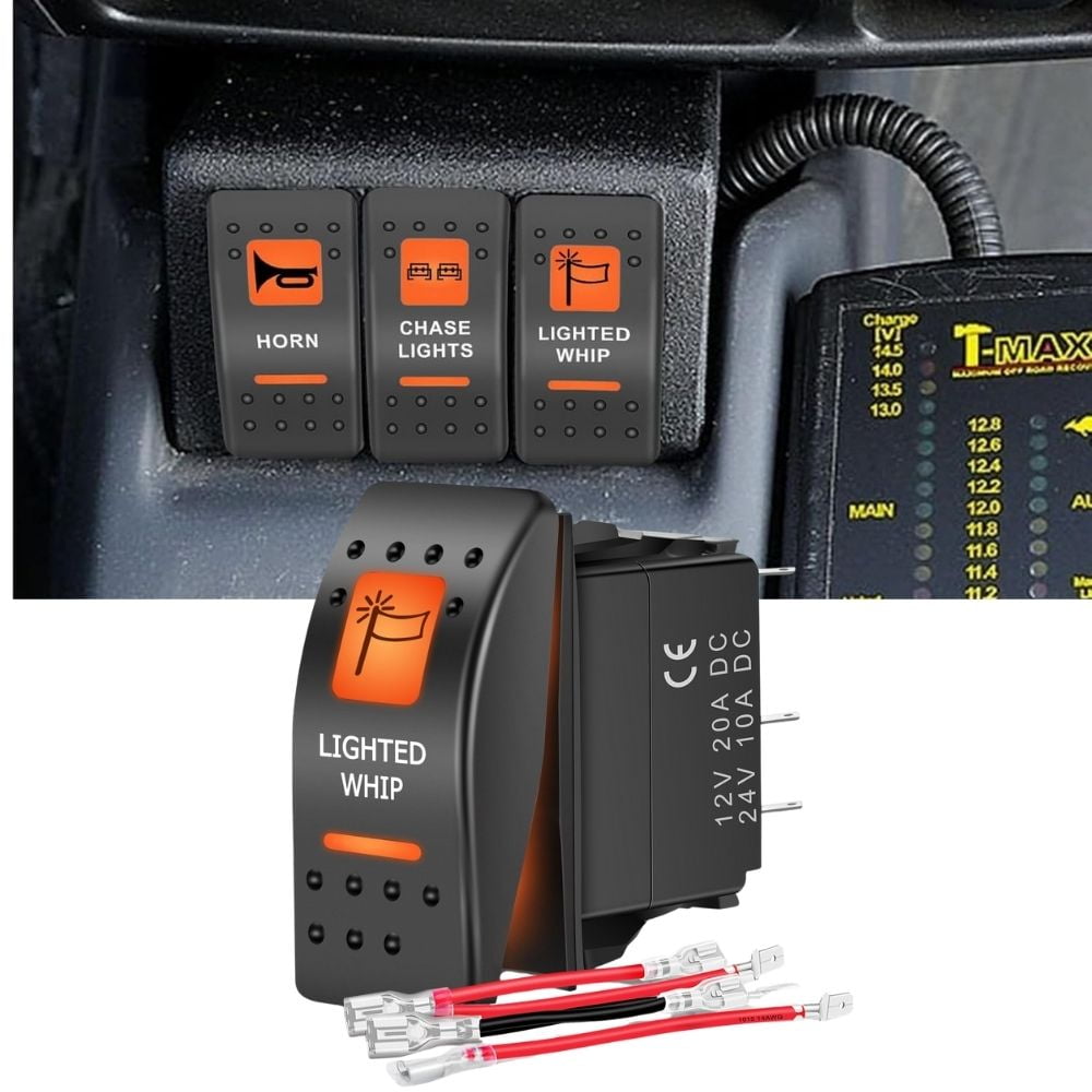 Nilight UTV Lighted Whip Rocker Switch on off 5PIN SPST Led Light Bar ...