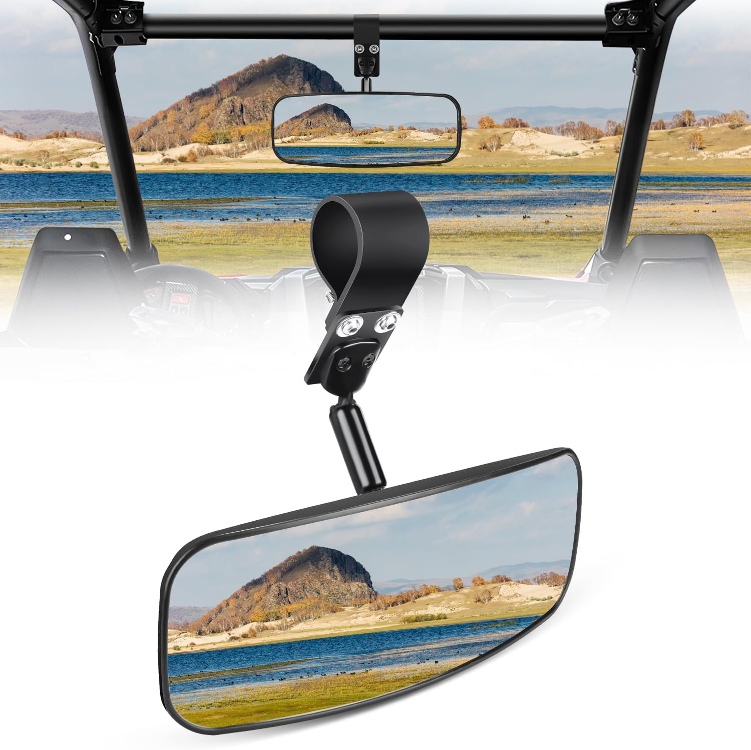 Nilight UTV Rear View Mirror 12inch Wide Clear Convex Center Mirror ...