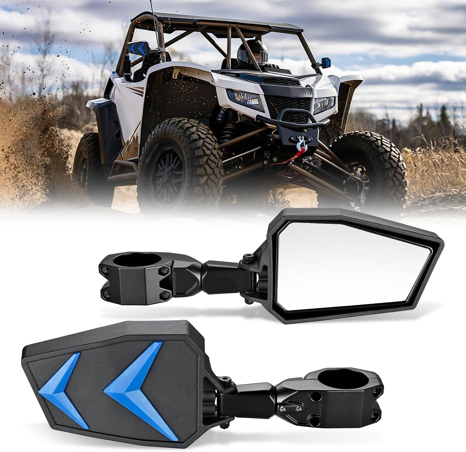 Nilight UTV Side Mirrors Offroad Rear View Mirrors Aluminum Universal ...