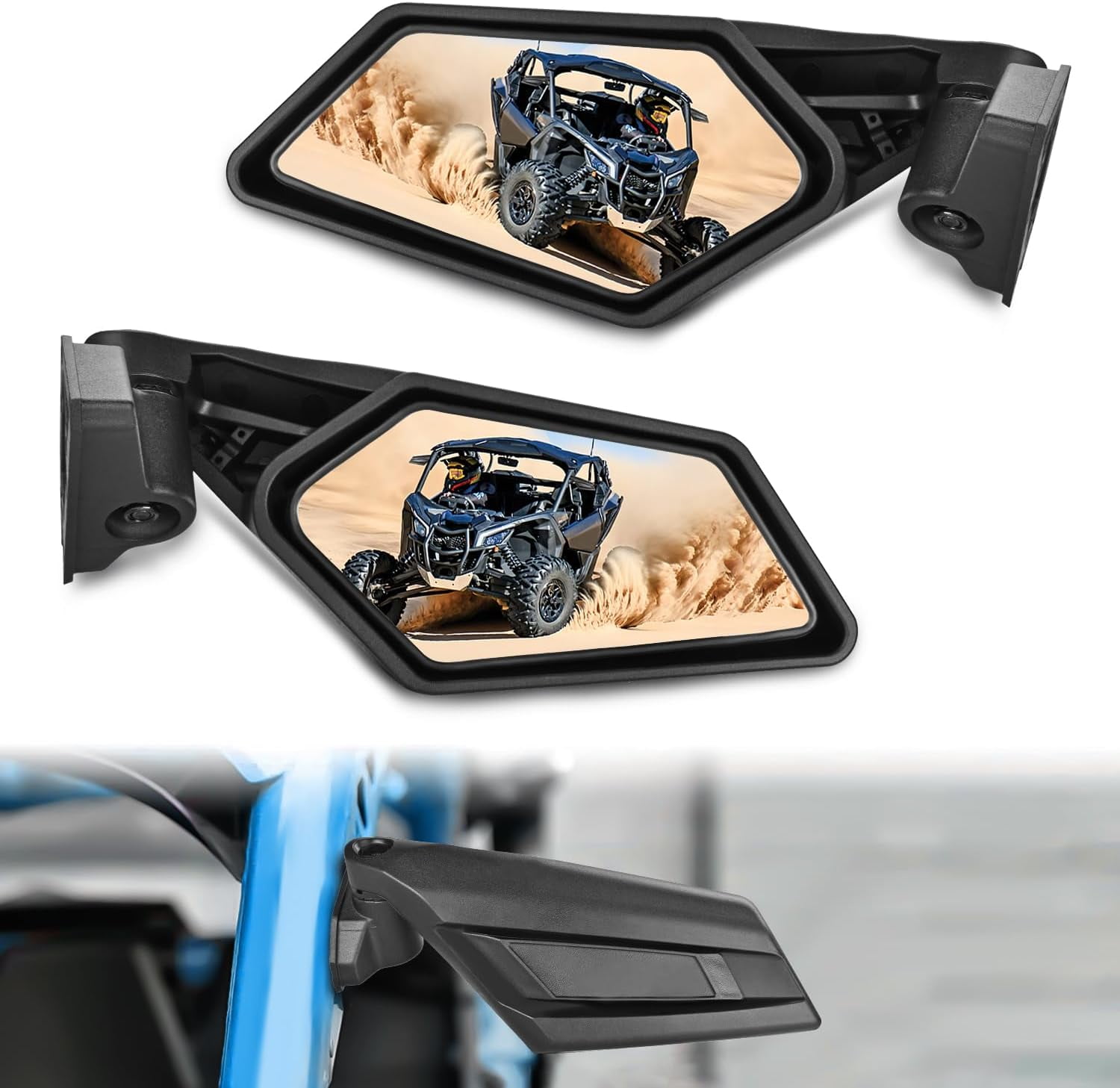 Nilight UTV Side Mirrors X3 Rear View Mirror Compatible with 2016 2017 ...