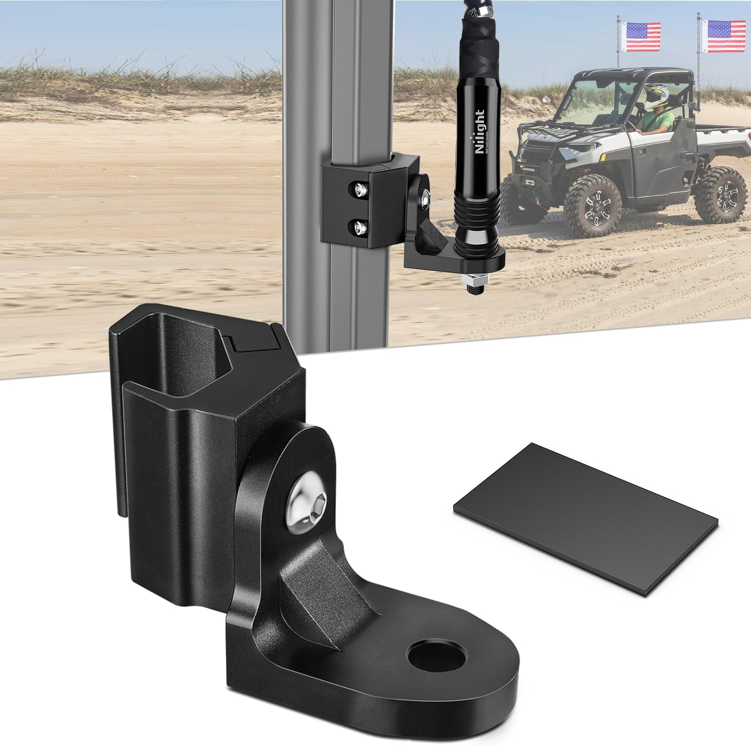 Nilight UTV Whip Light Mount Flag Antenna Mounting Bracket Adjustable ...