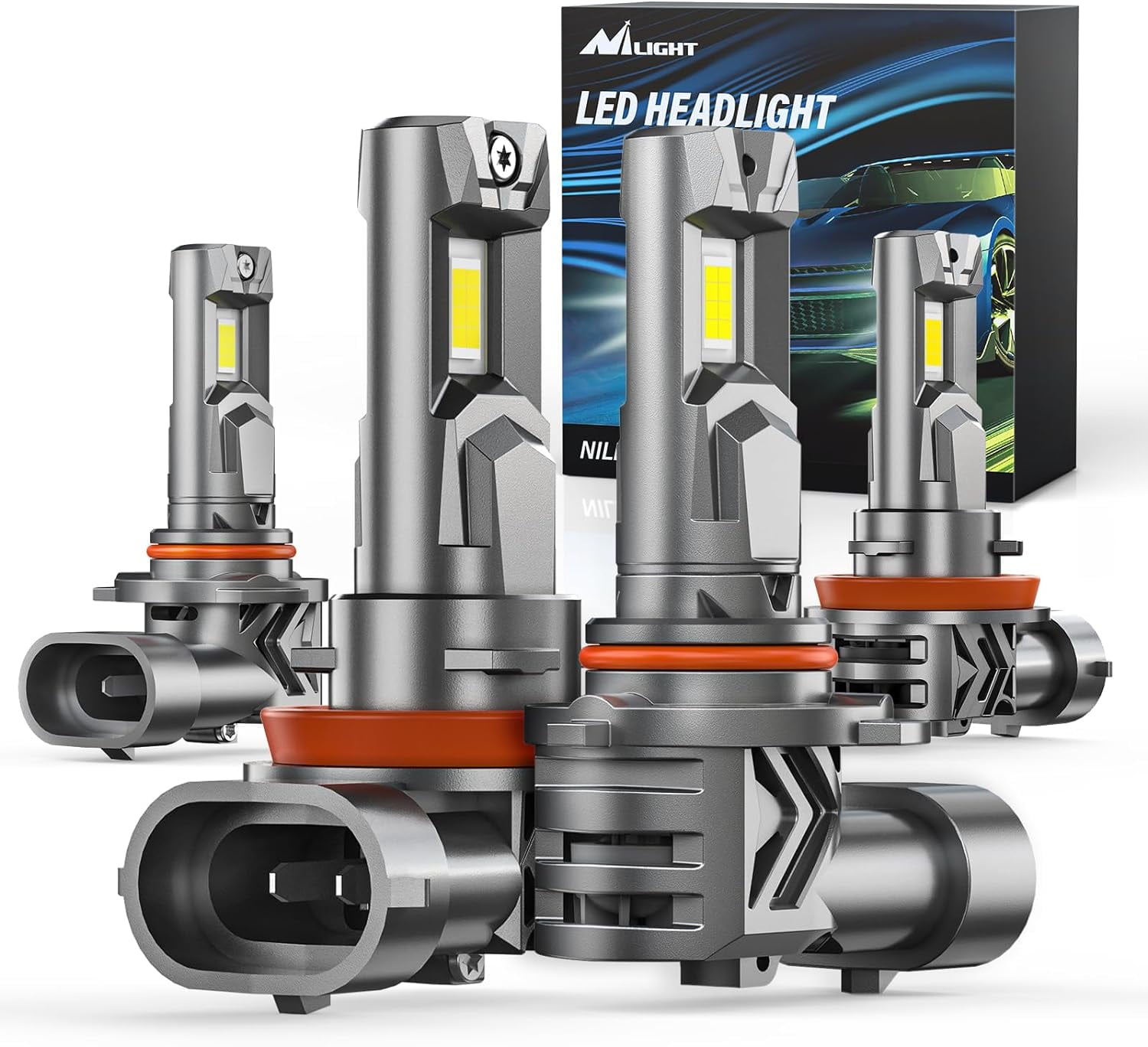 Nilight Upgraded H11 H9 H8 9005 HB3 LED Bulbs, 600% Brighter, 6500K ...