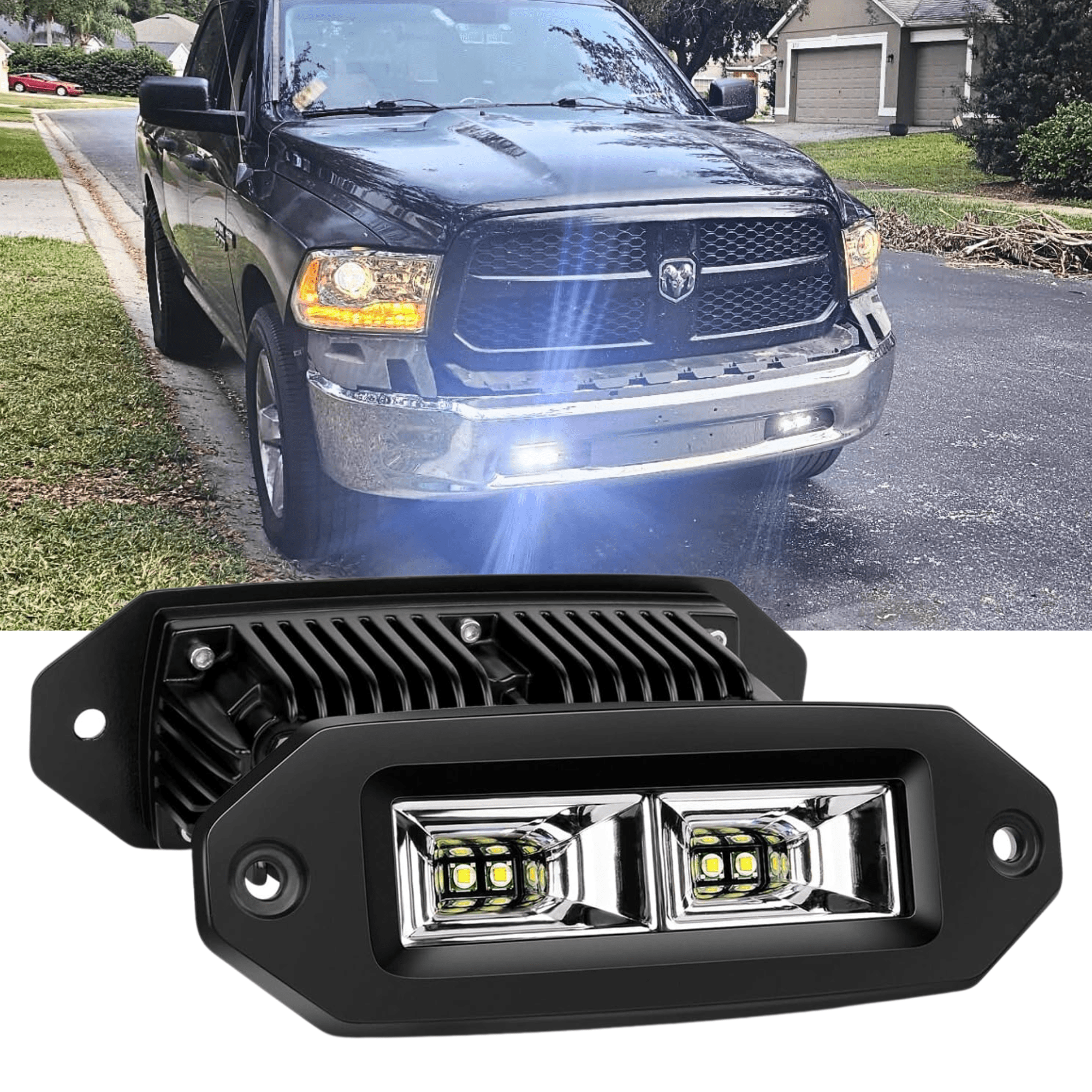 Flush Mount LED Pods, 40W 2PCS Off Road Backup LED Light Bar Driving ...