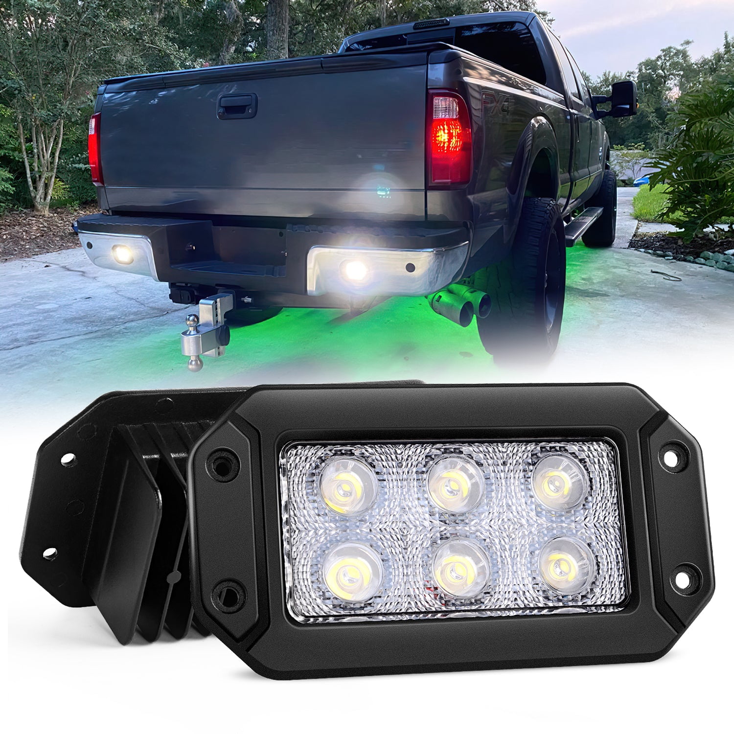 Nilight W1529S-B 2PCS 18w Flush Mount Lights Spot Work Driving Bar Off Road Led Jeep Truck ...