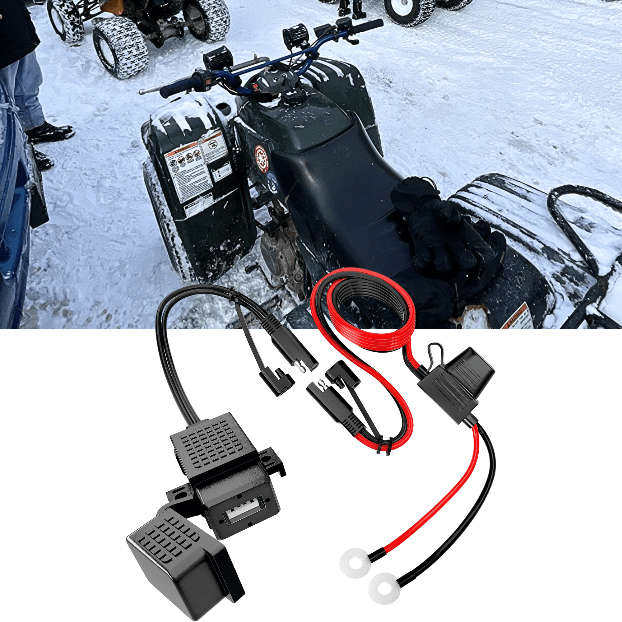 3.1A Waterproof Motorcycle Dual USB Quick Charger Kit SAE to USB ...