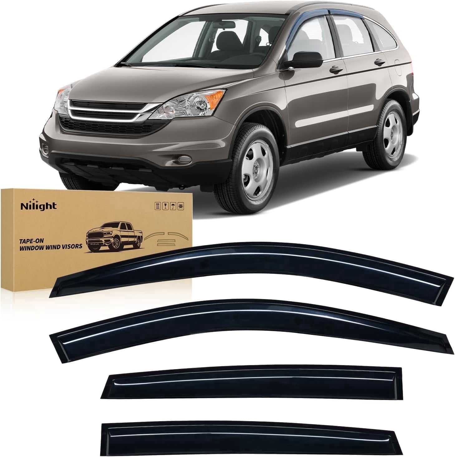 Nilight Window Rain Guards for Honda CRV 2007-2011, Out-Channel Window ...