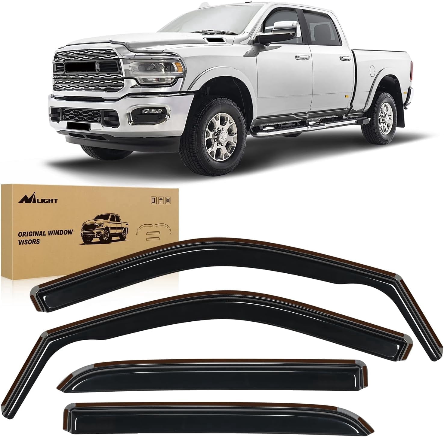 Nilight in-Channel Rain Guards for Dodge Ram 2500 3500 Crew Cab 2019 ...