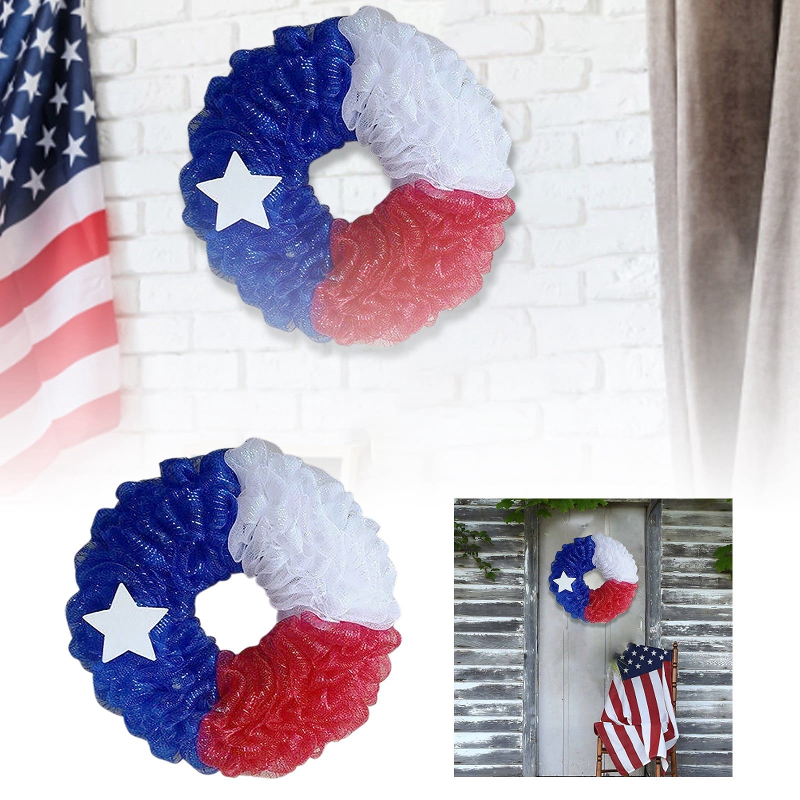 Nilnehc Patriotic Wreath For Independence Day Usa Flag Themed Home ...