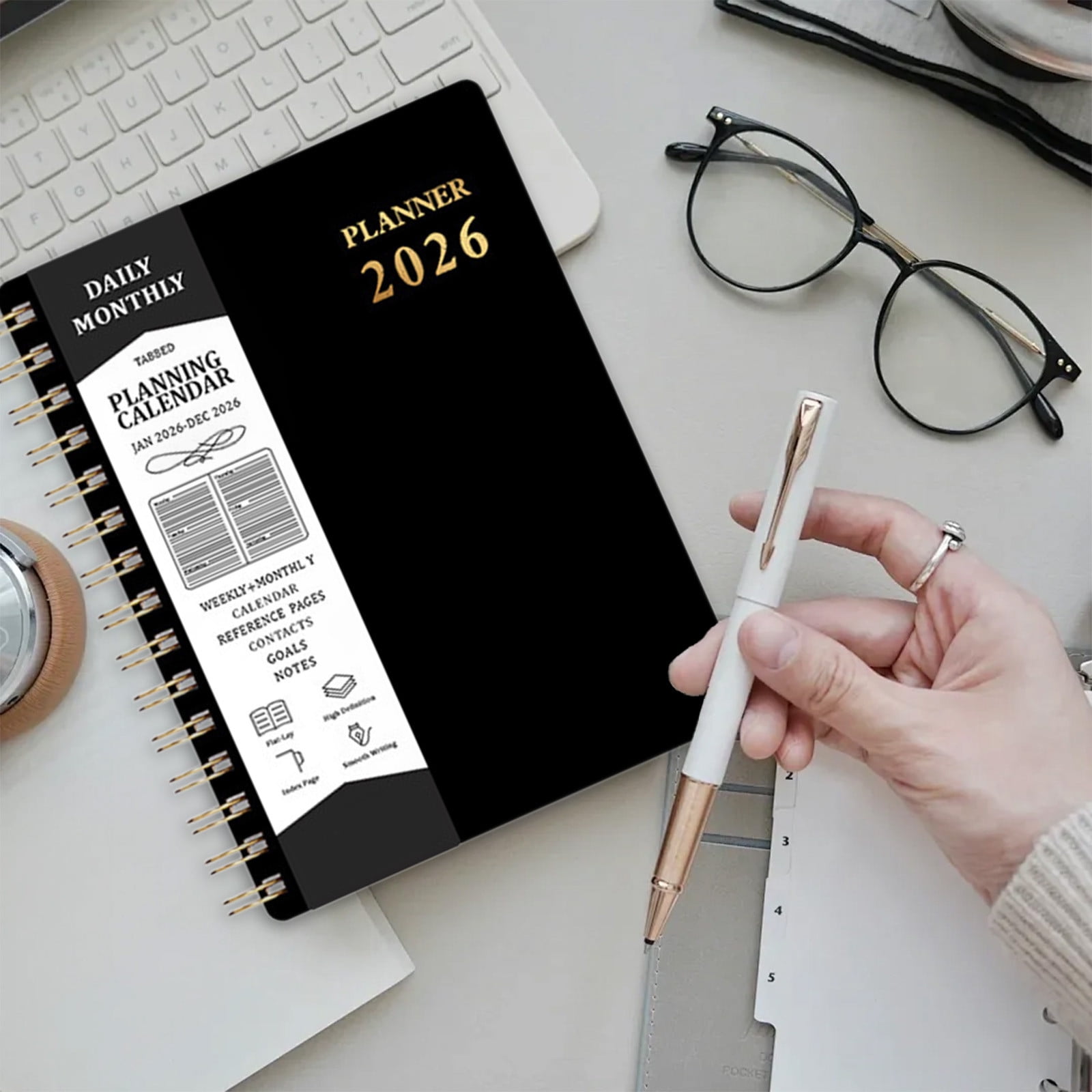 Nilvkv 2026 Planner Notebook, A5 Coil Schedule Book with Faux Leather ...