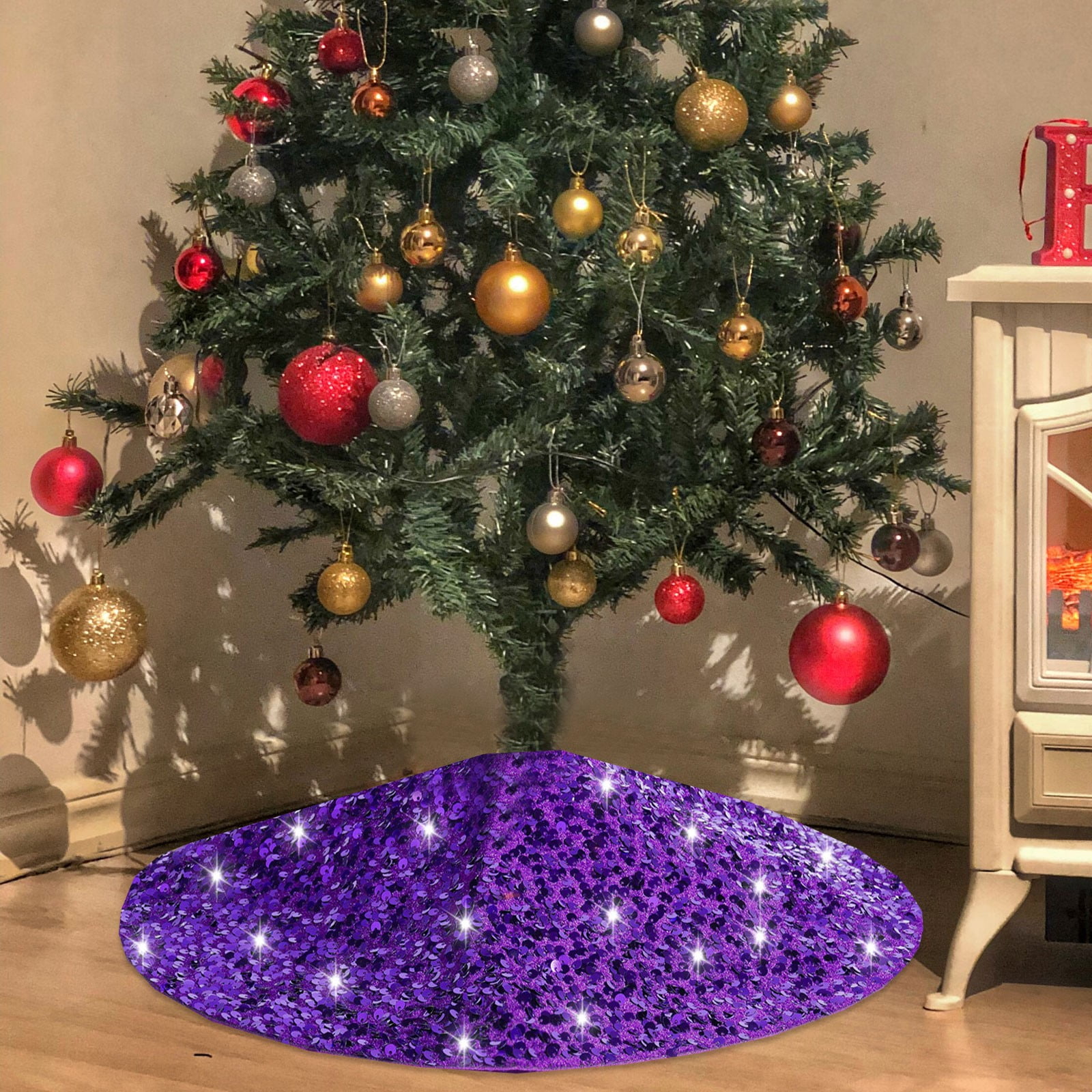 Nilvkv 24 inches Christmas Tree Skirt, Knitted Thick Rustic Xmas Tree ...
