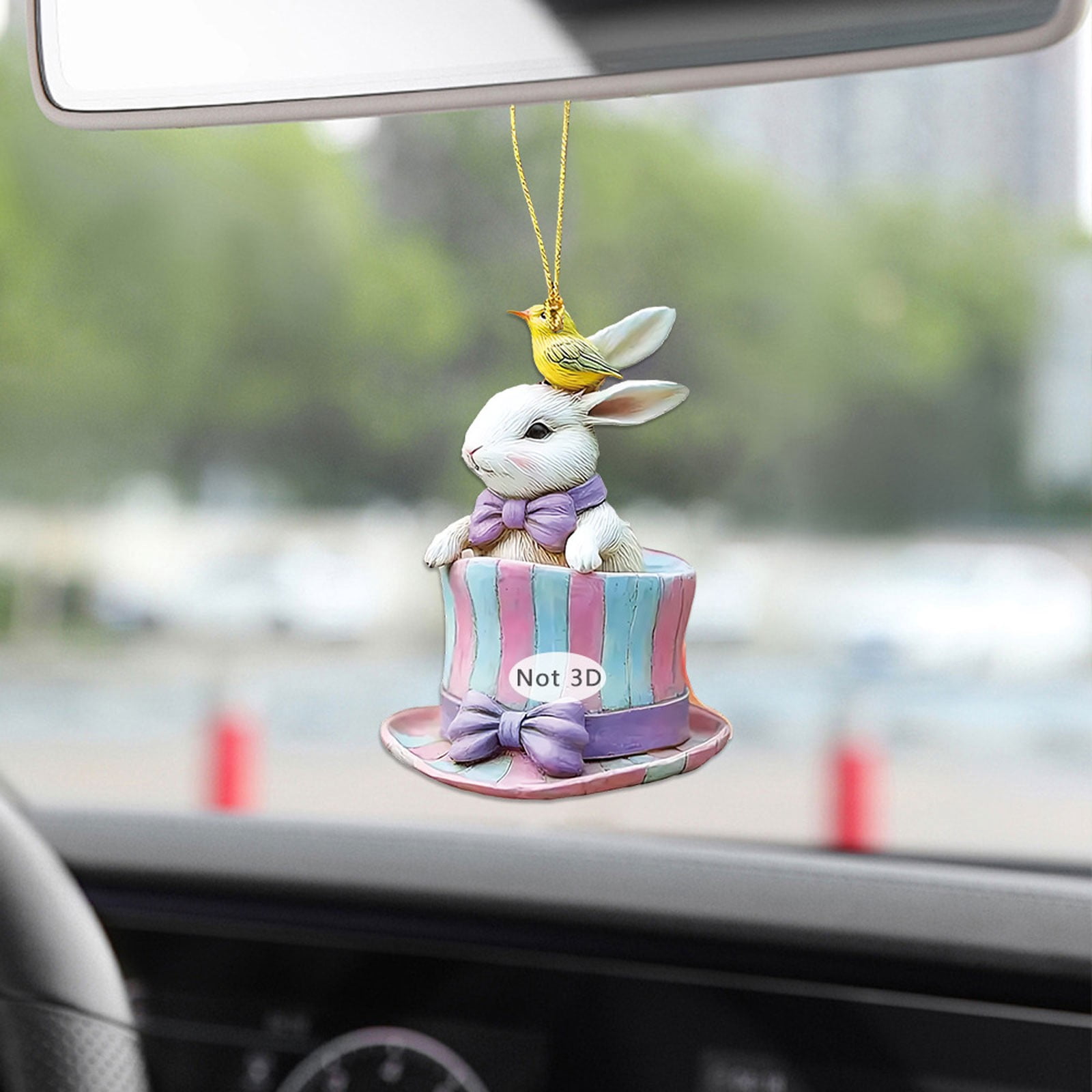 Nilvkv 2D Bunny Car Pendant Acrylic Lightweight for Rearview Mirror to ...