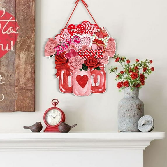 Nilvkv 2PC/11.4" Valentine's Day Hanging Sign, Wall Decor Door Hanging ...