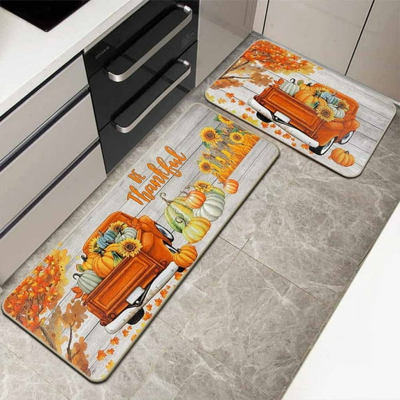 Nilvkv 2Pcs Set Fall Pumpkin Maple Leaf Floor Mat, Halloween Decor, Thanksgiving Decor, Bathroom ...