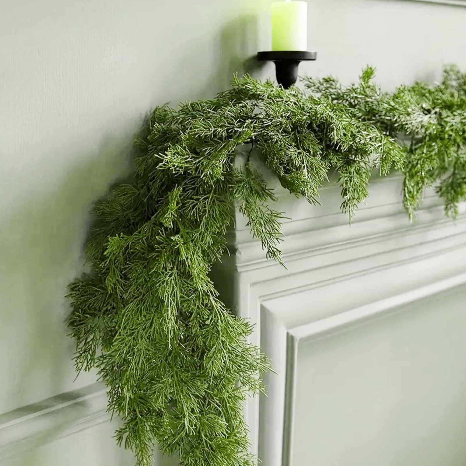 Nilvkv Artificial Christmas Garlands,6.6ft Green Rattan with Green ...
