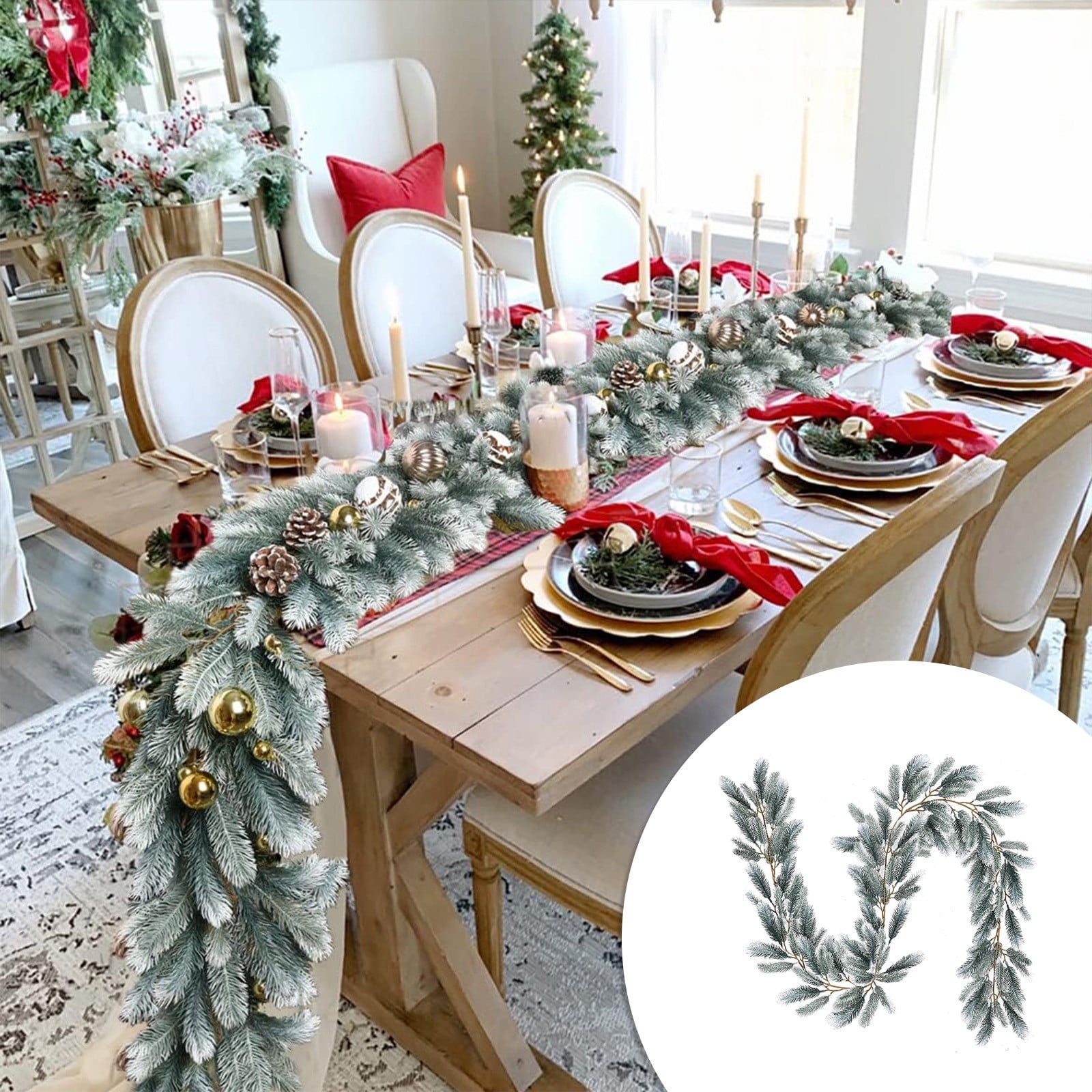 Nilvkv Artificial Christmas Garlands,6.6ft Green Rattan with Green ...