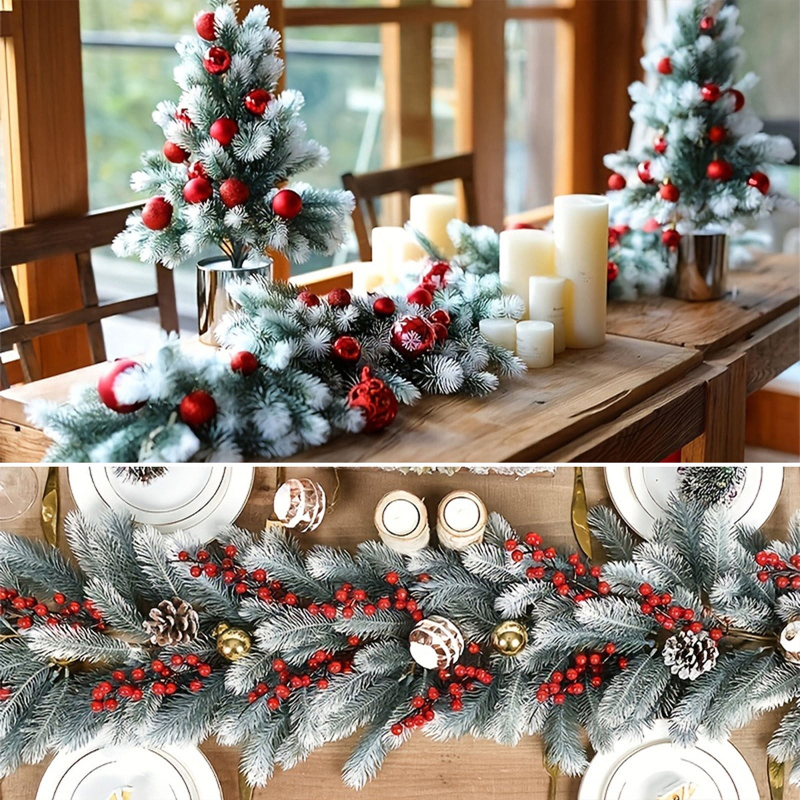 Nilvkv Artificial Christmas Garlands,7.2ft Green Rattan with Green ...
