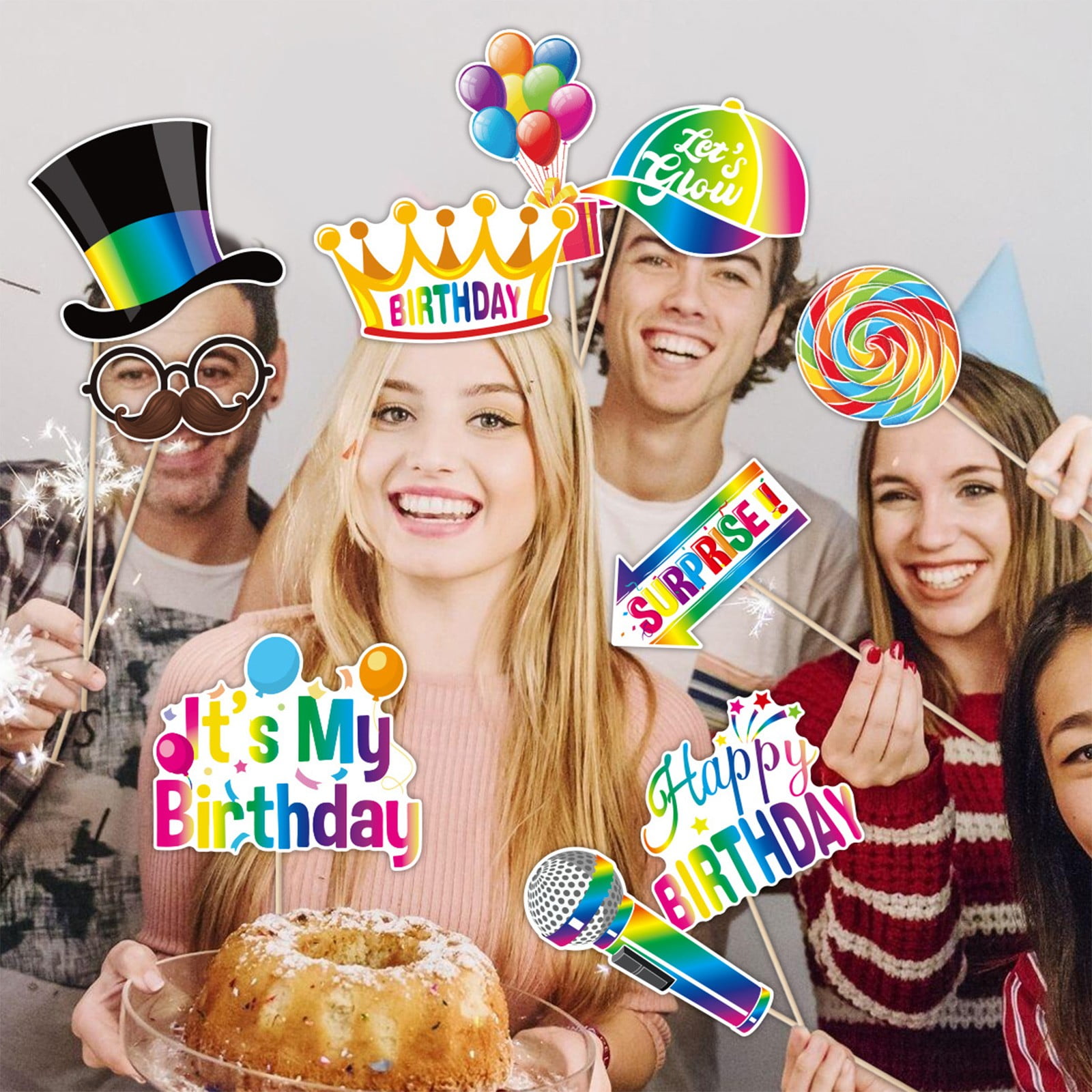 Nilvkv Birthday Party Photo Props Handheld Funny Accessories for ...