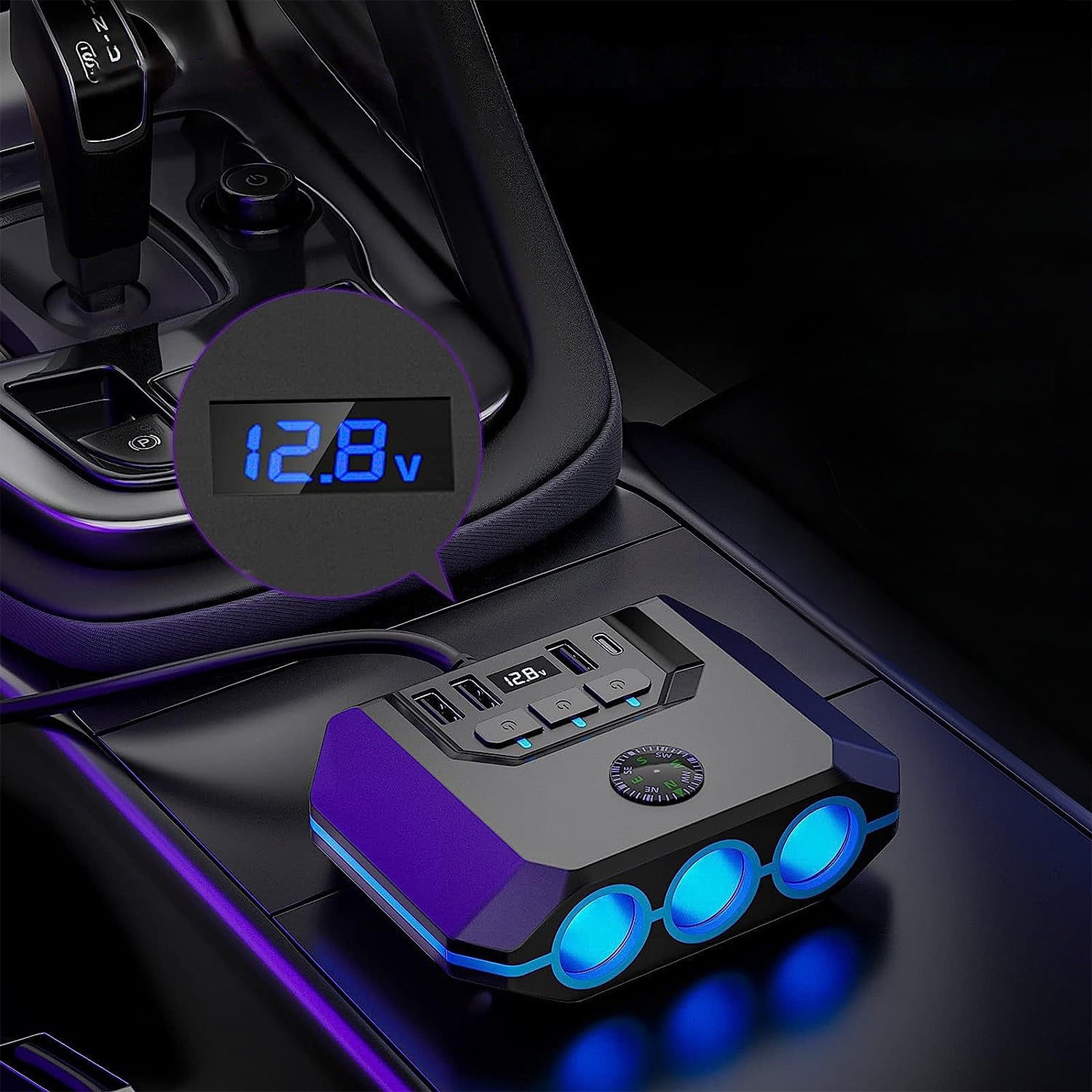 Nilvkv Car Phone 120W Charger One Drag Three Lighter USB Port Expansion ...