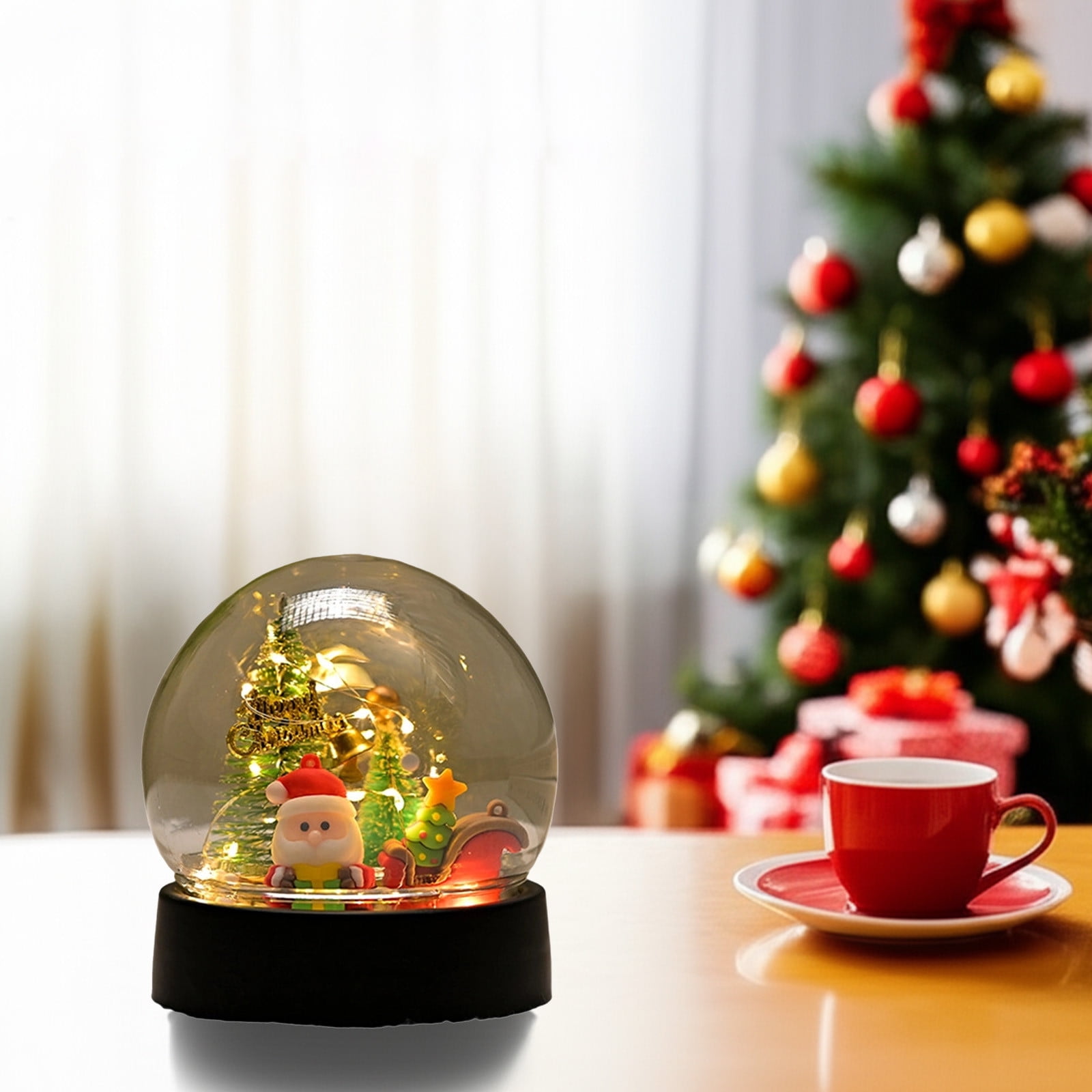 Nilvkv Christmas Gift Transparent Ball LED Night Light with Mini Tree ...