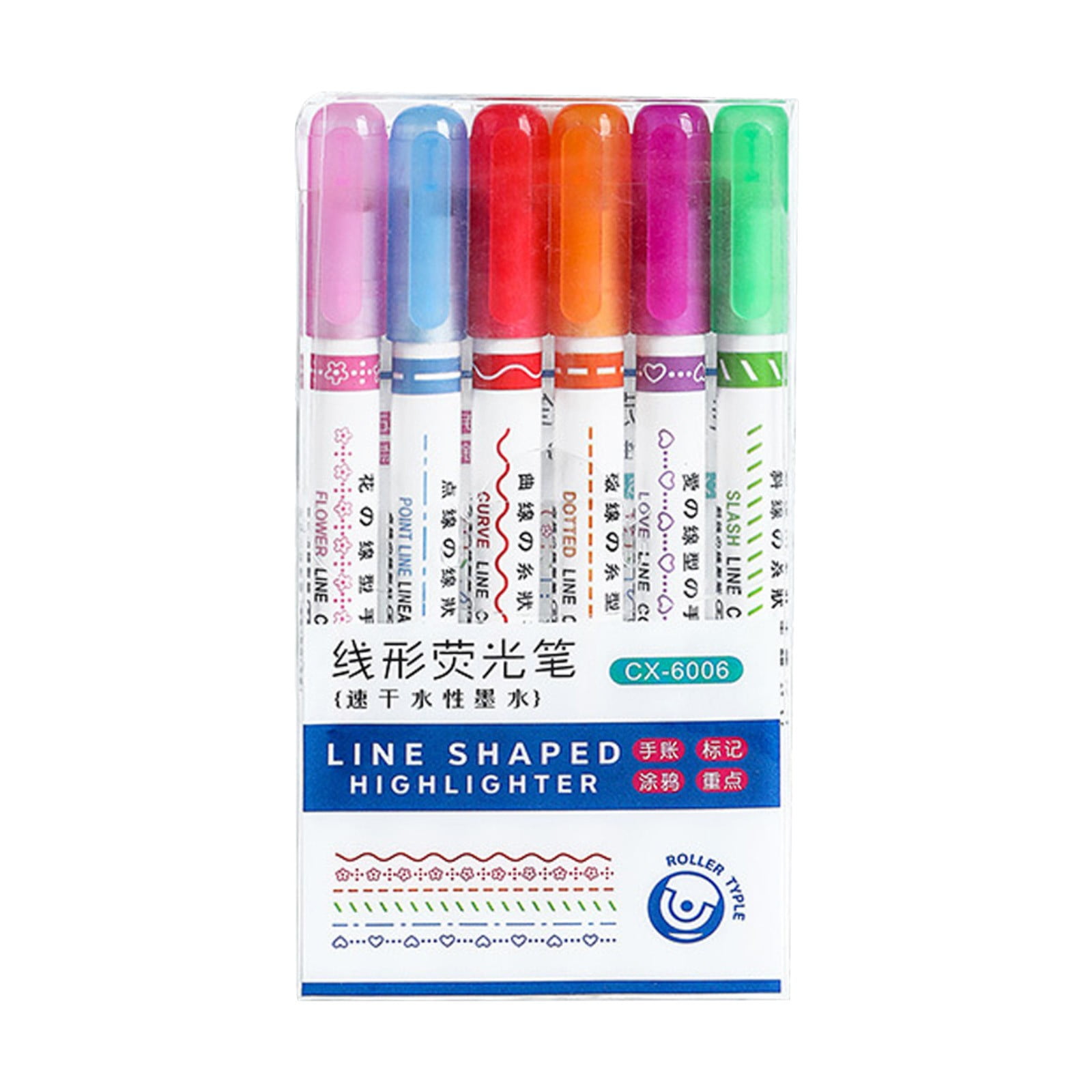 Nilvkv Colour Roller Pens 6 Pack -Markers with 6 Different Symbols for ...
