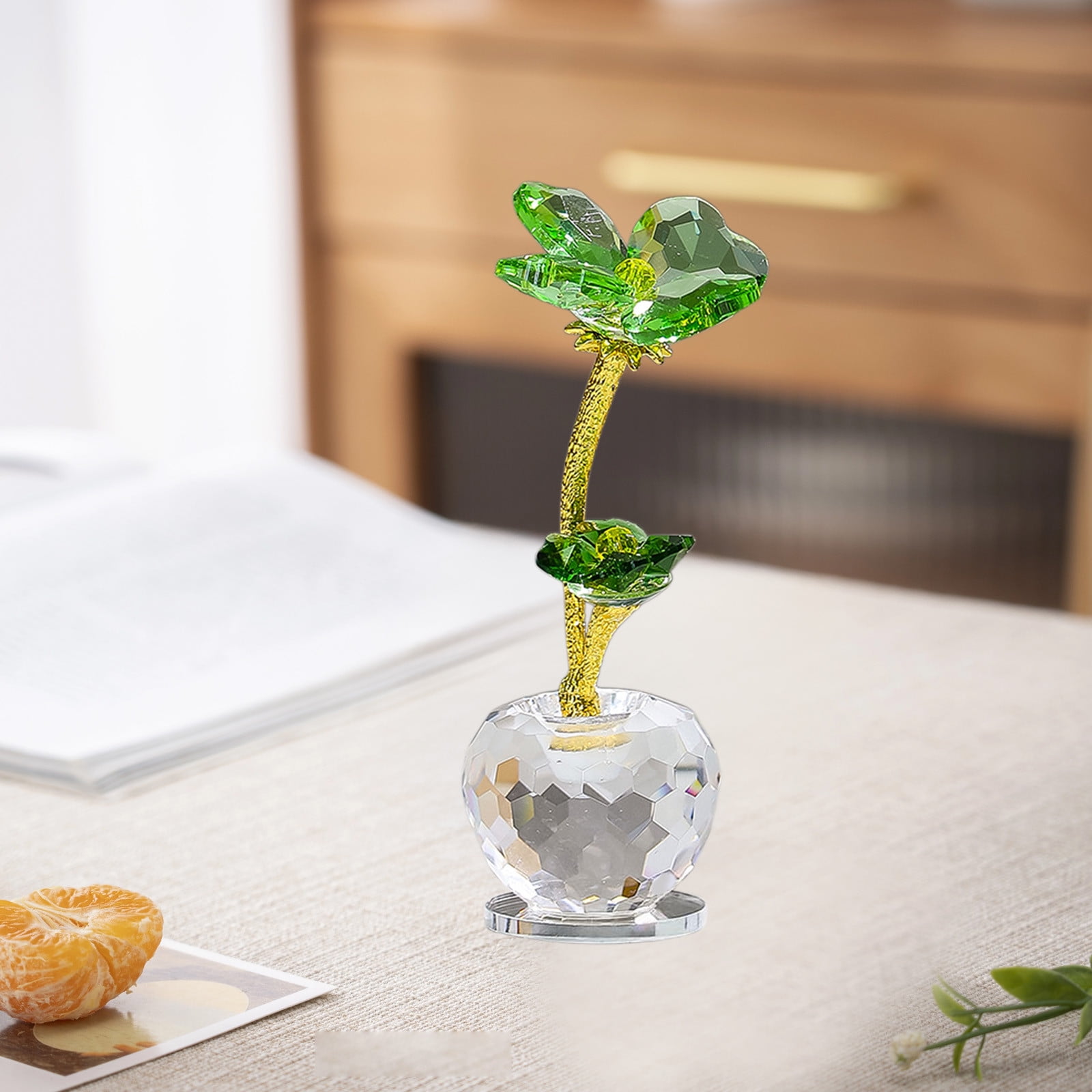 Nilvkv Crystal Lucky Clover Jewelry Stand Desk Ornament Home Decor Gift ...