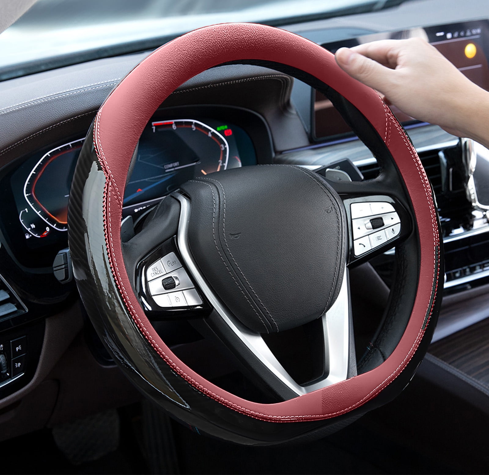 Nilvkv D Shape Carbon Fiber Steering Wheel Cover Non Slip Breathable ...