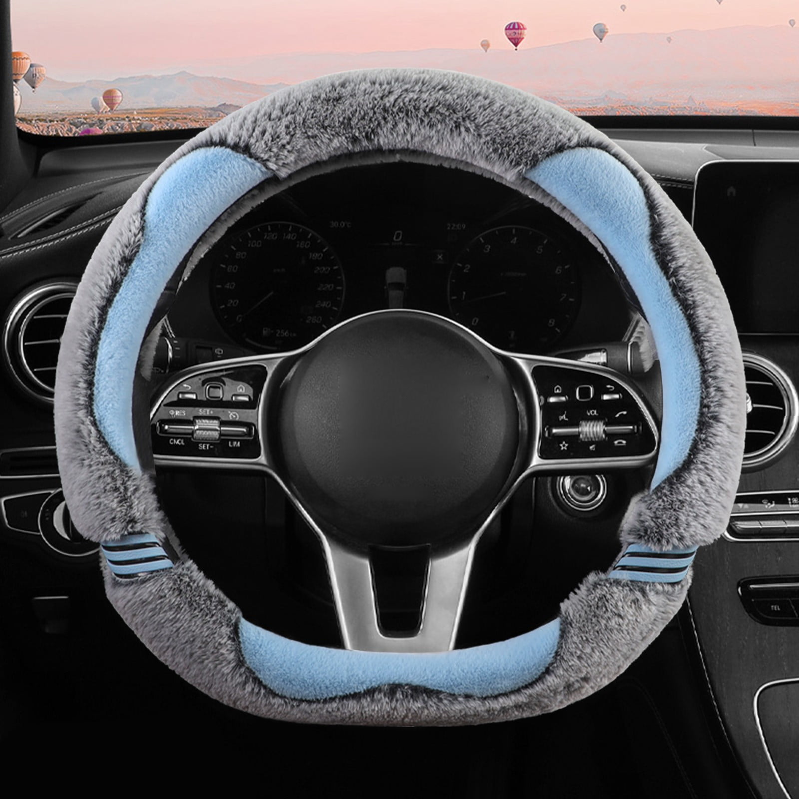 Nilvkv D Shape Plush Car Steering Wheel Cover Warm Winter Anti Slip ...