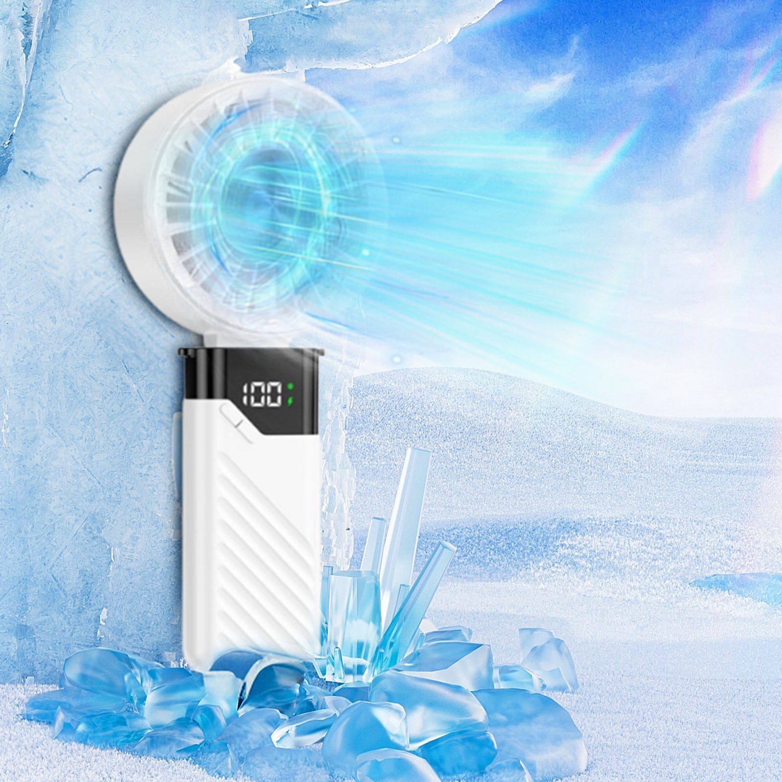 Nilvkv Digital Display Wind Power Ice Compress Mini Handheld Small Fan ...