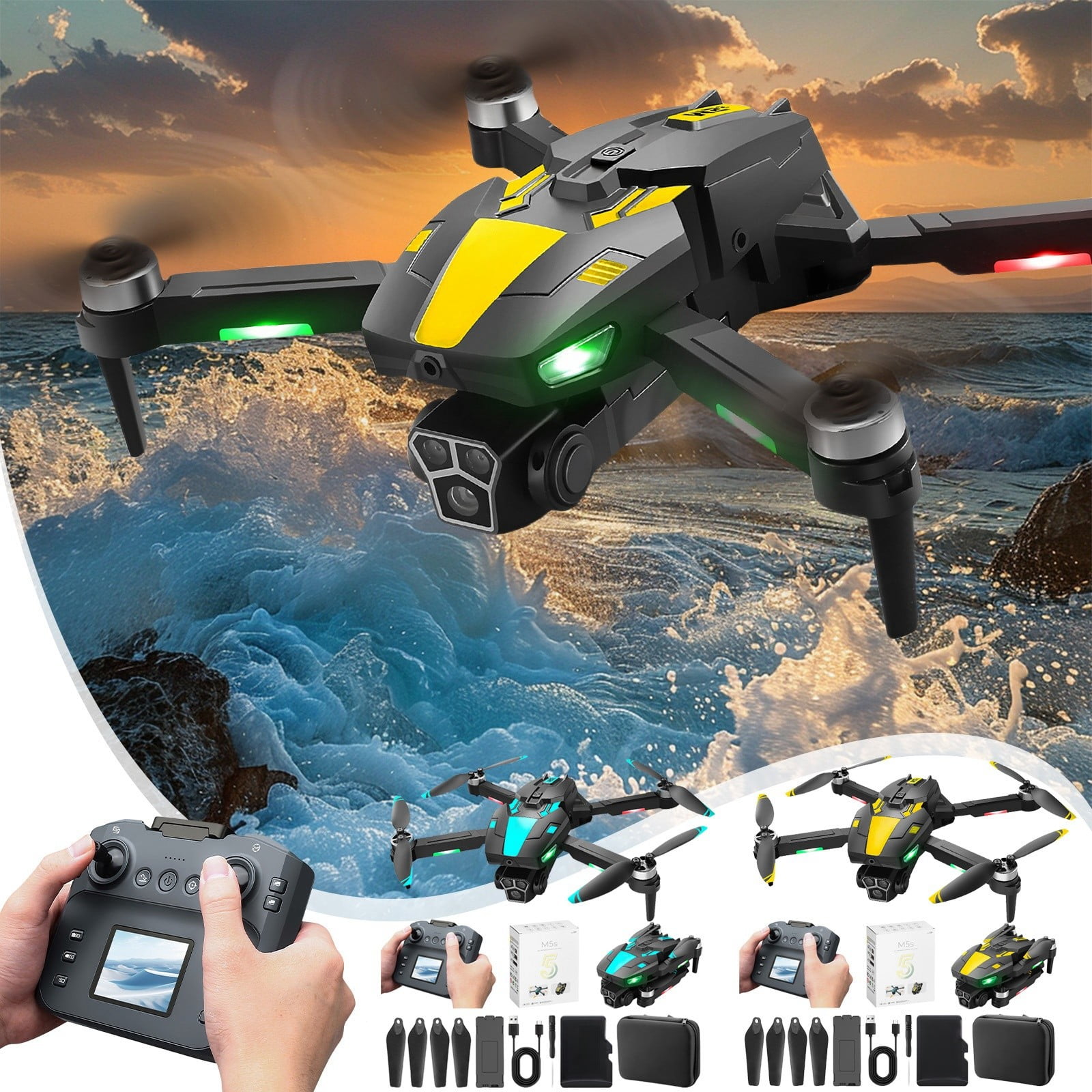Nilvkv Drone with 1080P Screen Remote Control Brushless Motor and Cool ...