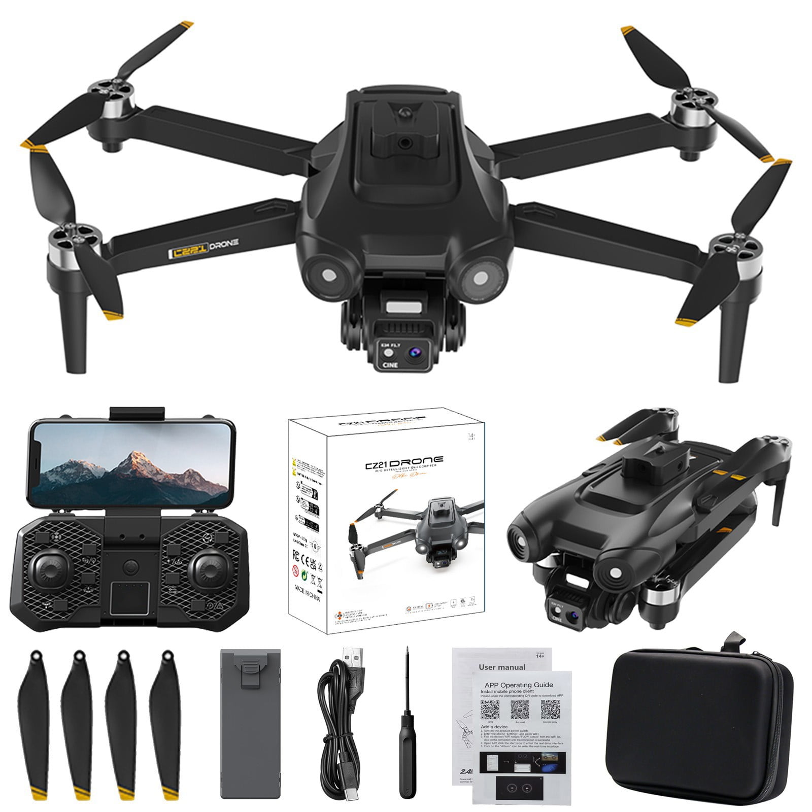 Nilvkv Drone FPV Drone with ESC Camera Brushless Motor Drones.4G ...