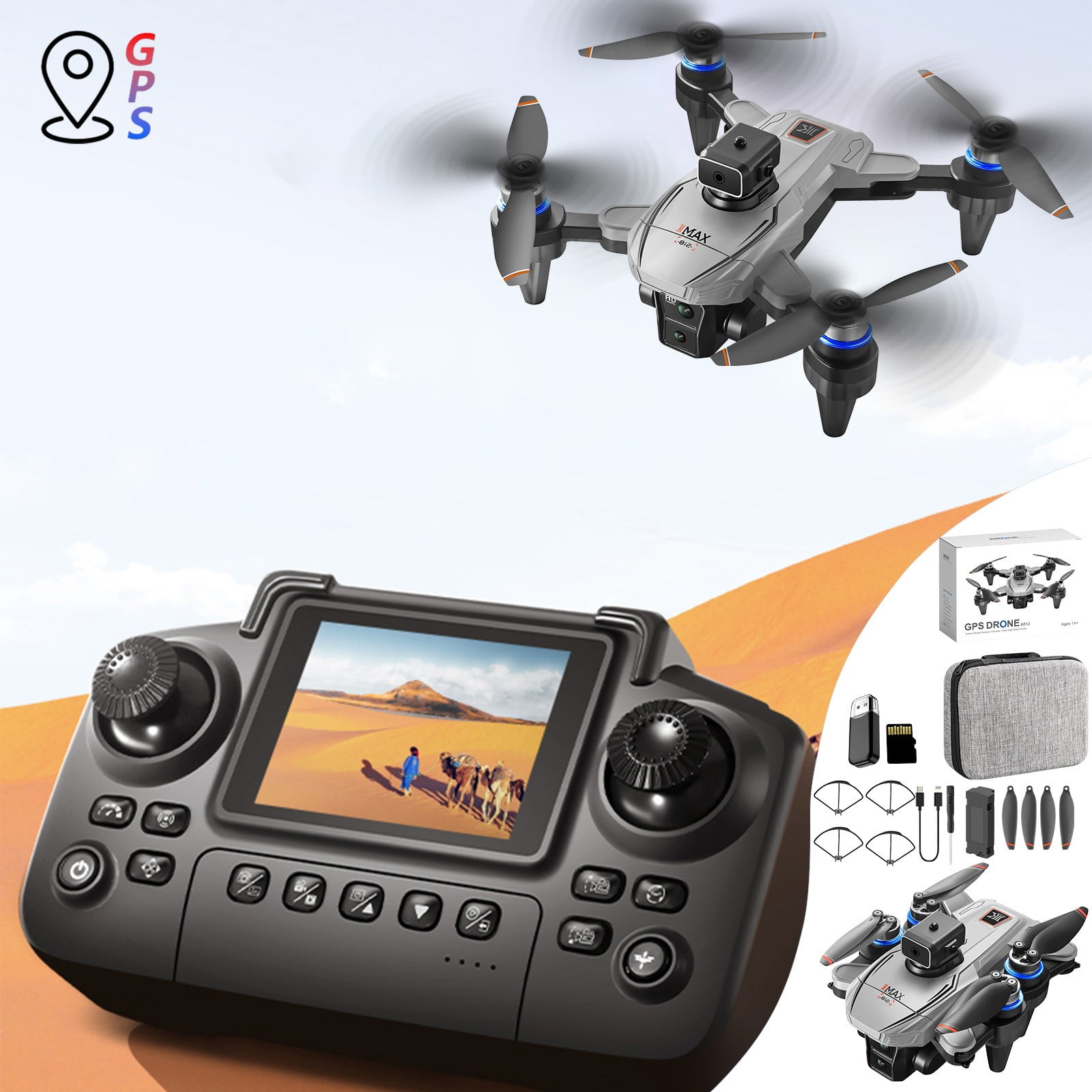 Nilvkv Drone GPS Drone with Screen Remote Control Brushless Motor and ...